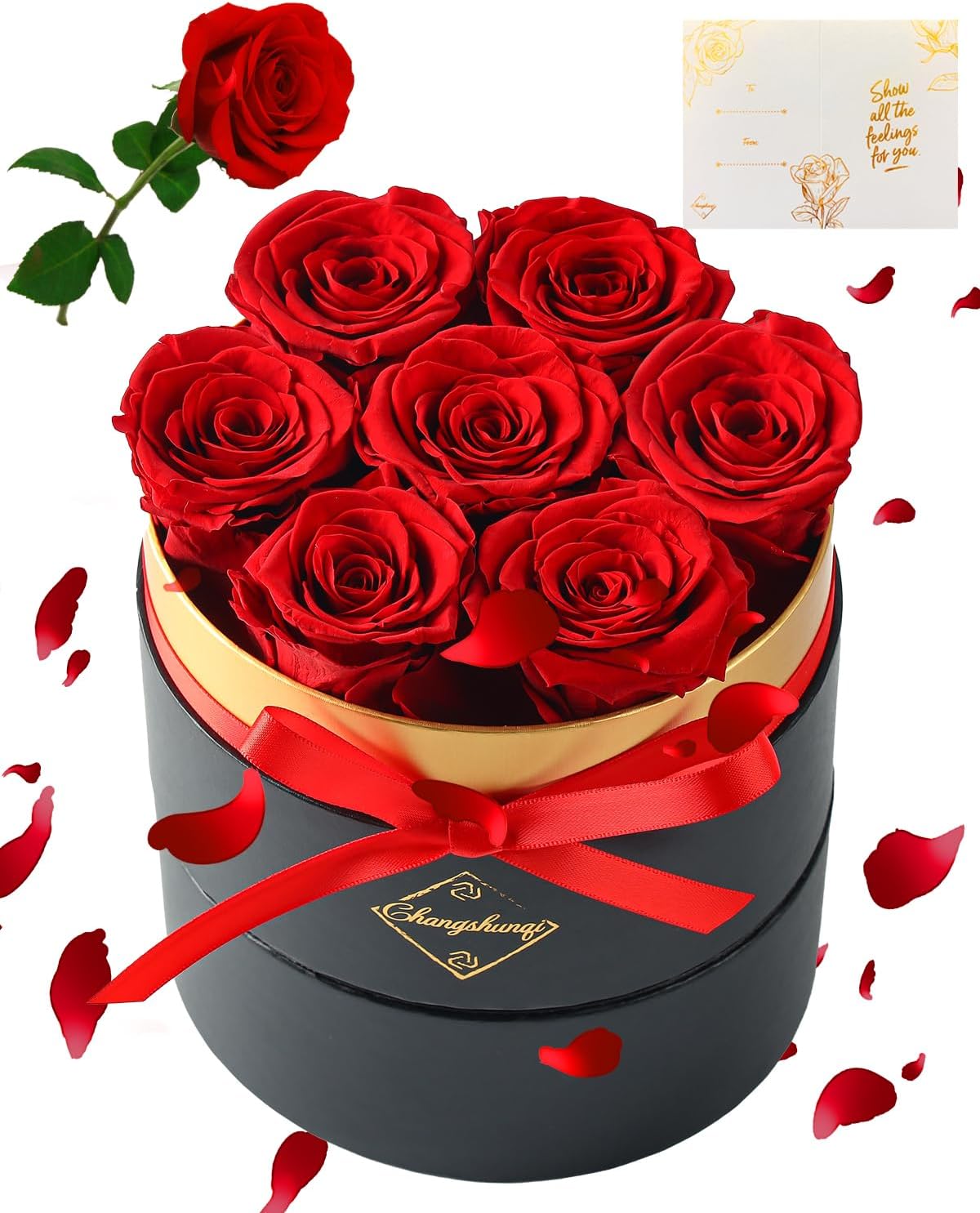 Amazon.com: Changshunqi Forever Flowers Preserved Roses in a Box - 7 ...