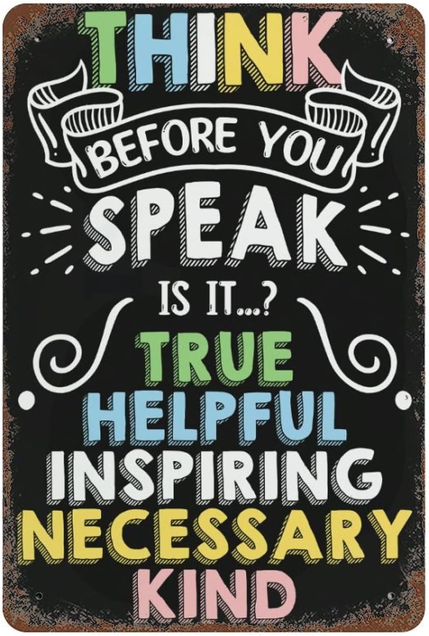 Amazon.com : Positive Quotes Wall Decor Poster - Think Before You Speak ...