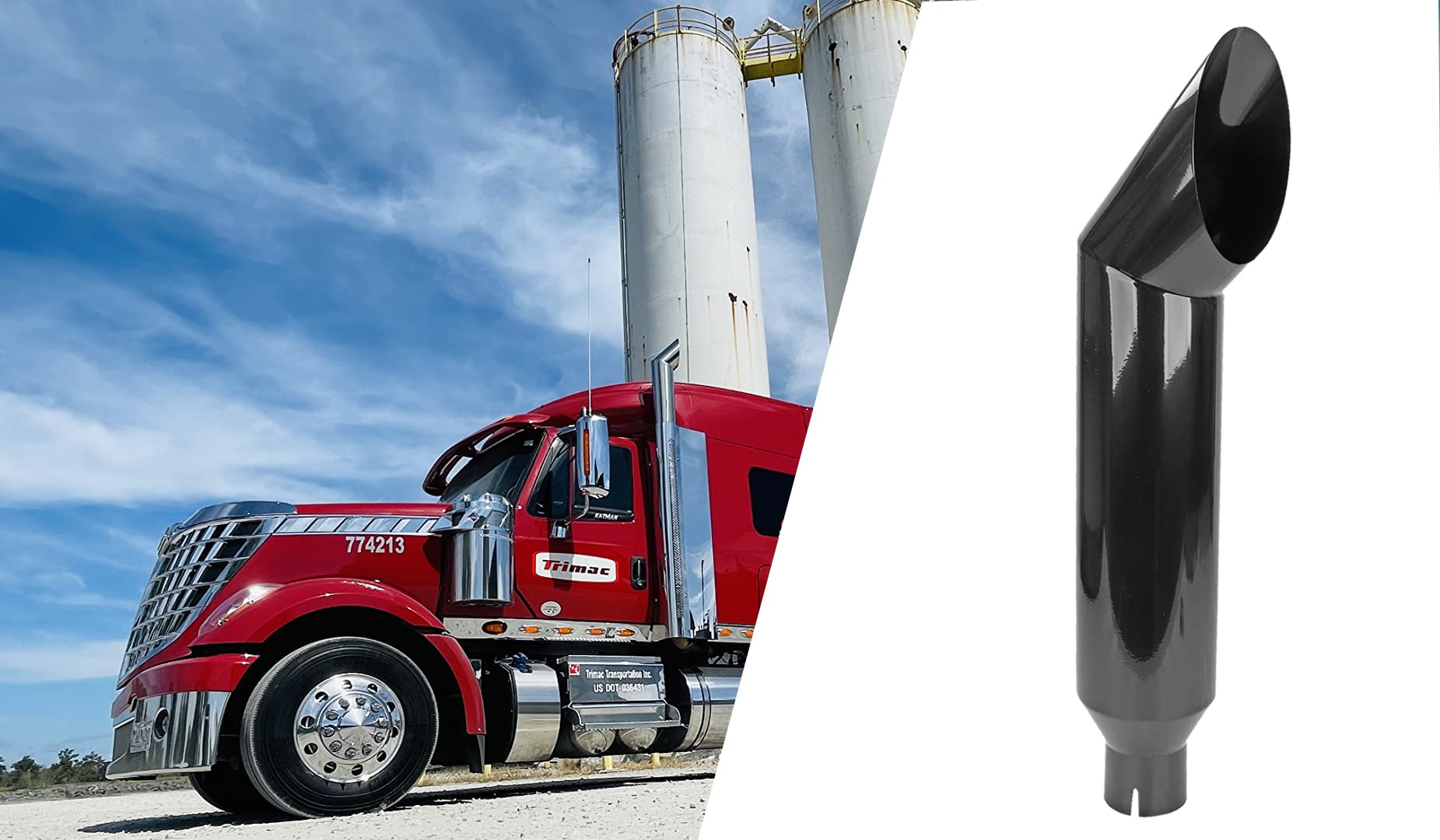 Snapklik.com : LucaSng 4" Inlet 8" Outlet 36" Long Gloss Black ...