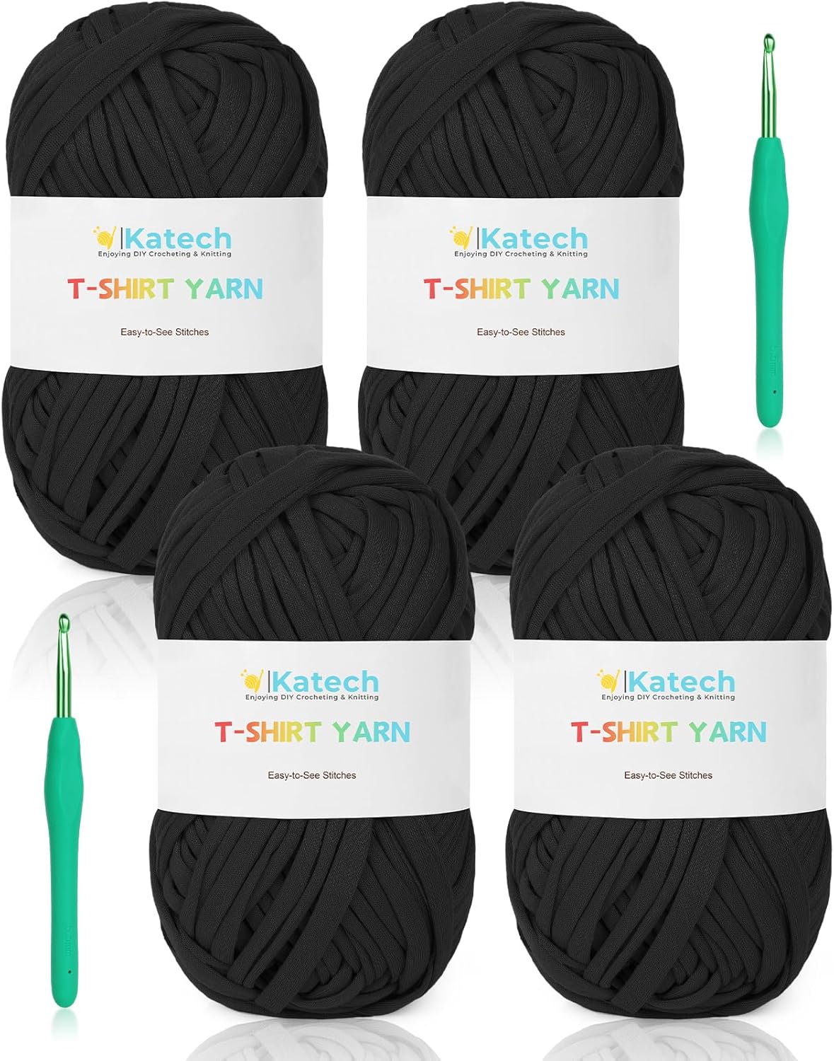 Amazon.com: Katech 400g Black T Shirt Yarn - 130 Yards Chunky Thick ...
