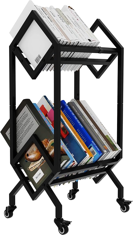 Amazon.com: VEDECASA Bookshelf Book Rack Industrial Metal Bookcase 2 ...