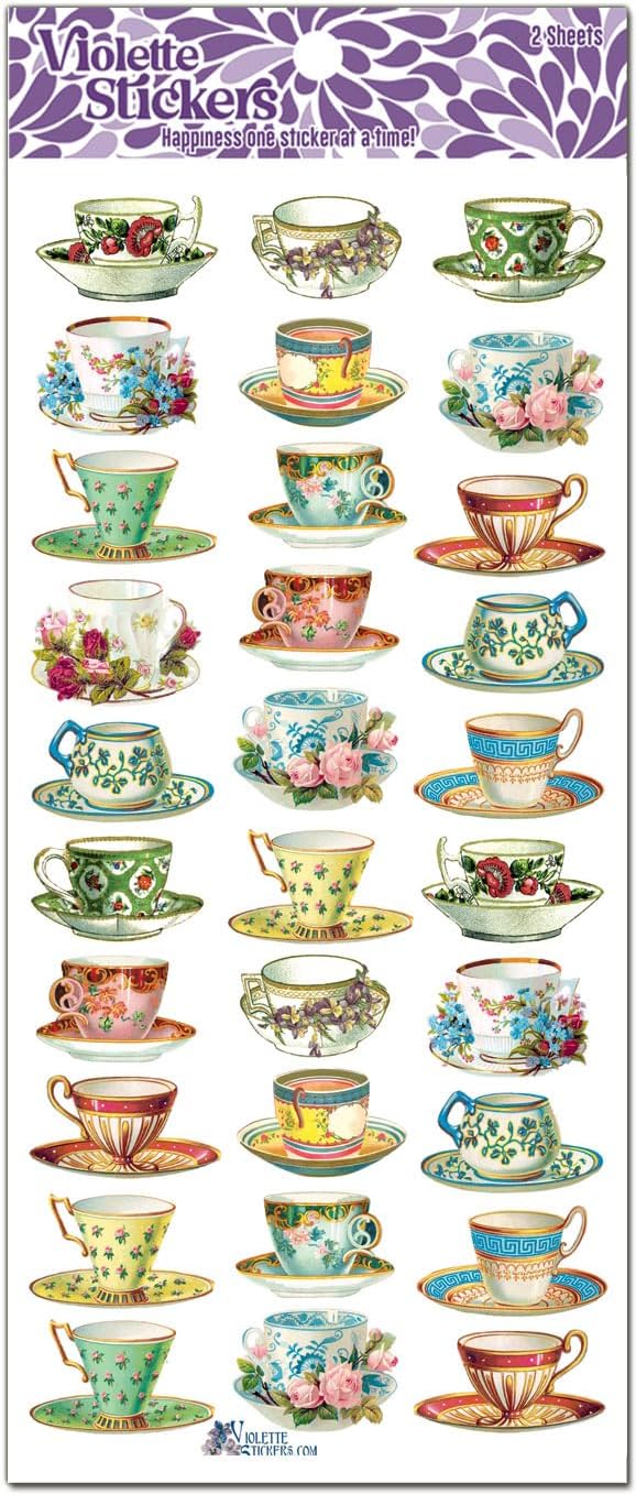 Amazon.com: Violette stickers Mini Tea Cup Stickers for kids, Clear and ...