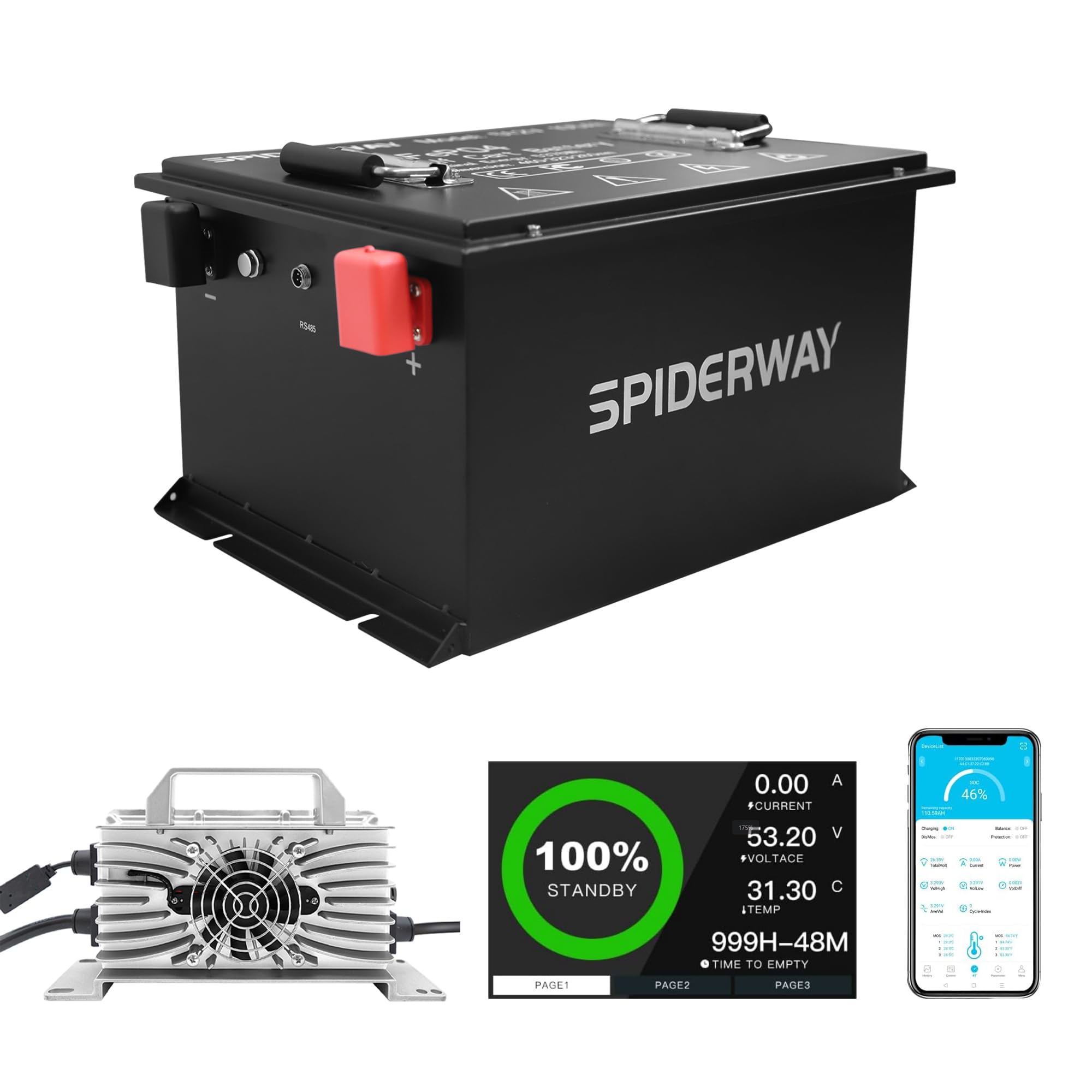 Amazon.com : 36V(38.4V) 105Ah Lithium Golf Cart Battery, Built-in Smart ...