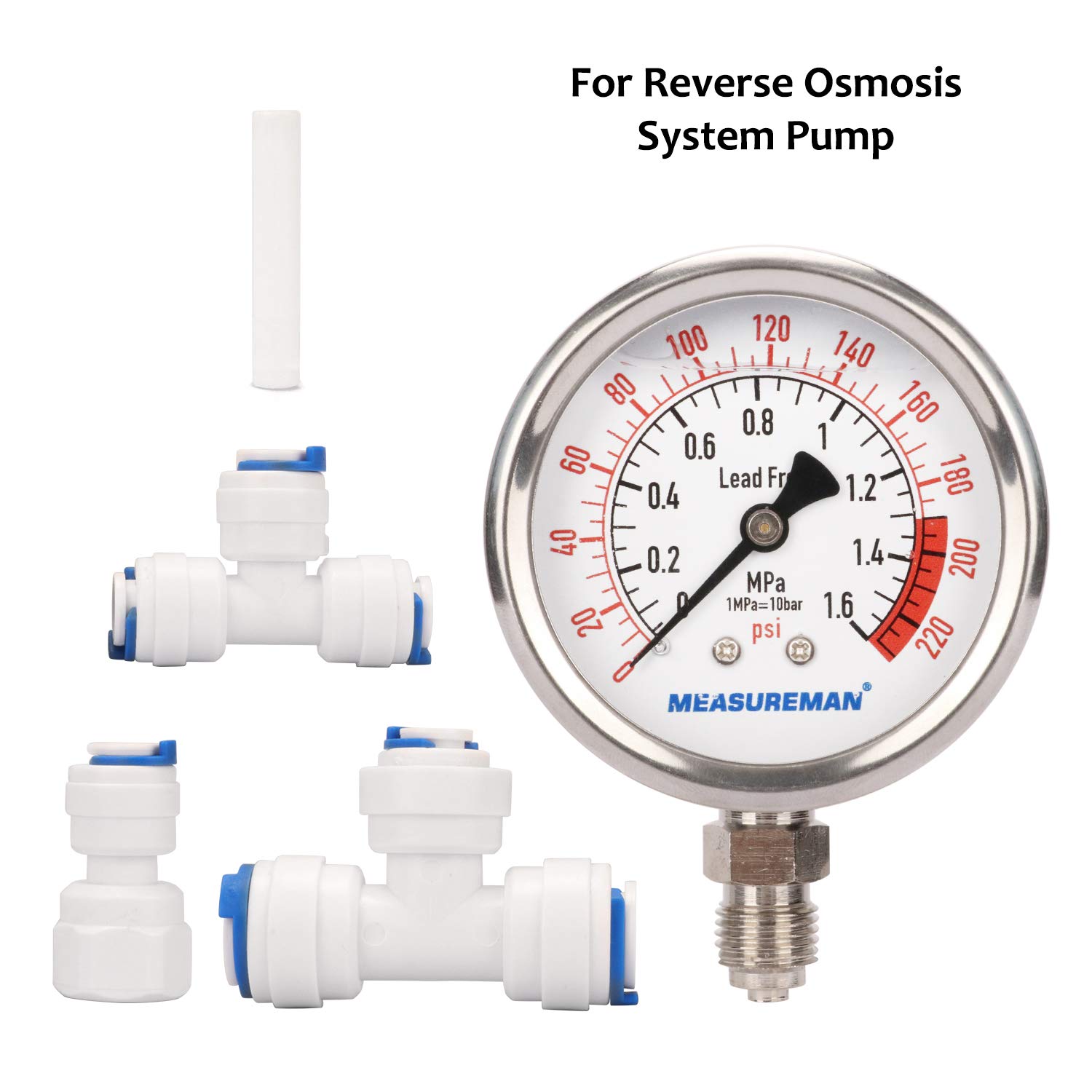 Purified Water Pressure Gauge 0-220Psi/Mpa 2-1/2 Dial Size 1/4 Lower ...