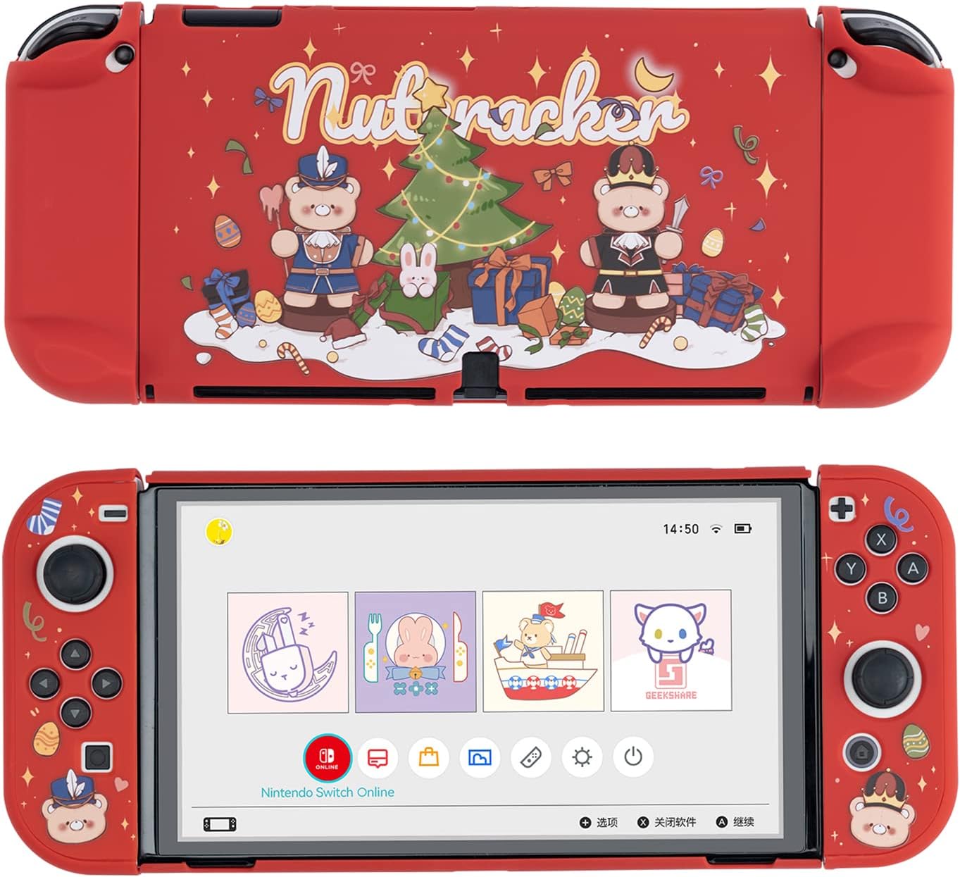 Amazon.com: GeekShare Cute Protective Case Slim Cover Case Compatible with Switch OLED and Joy ...