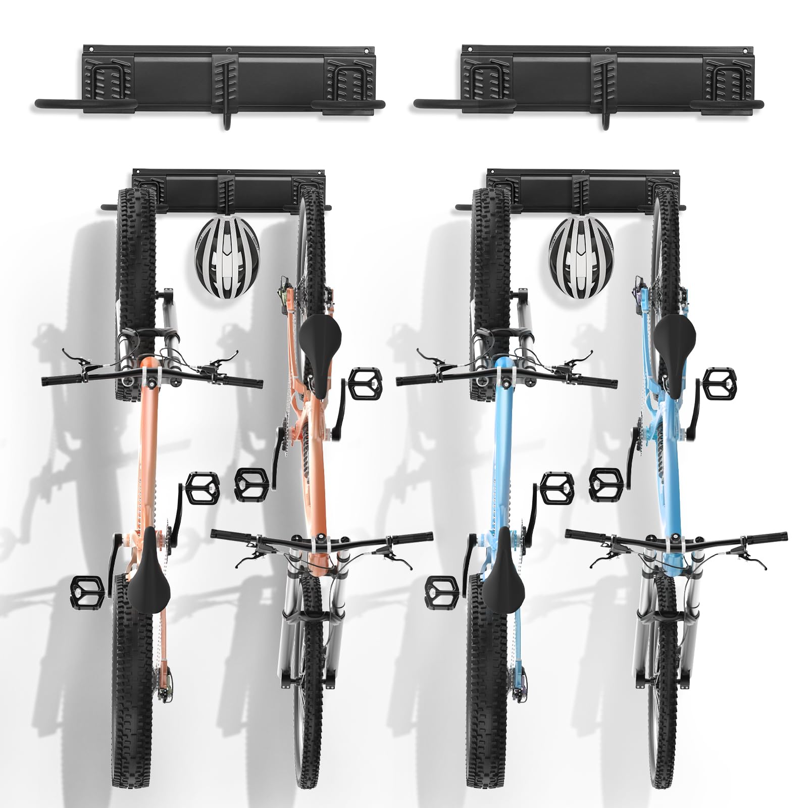 Amazon.com: VEVOR Bike Storage Rack, 4 Bike Racks and 2 Helmets Hooks ...