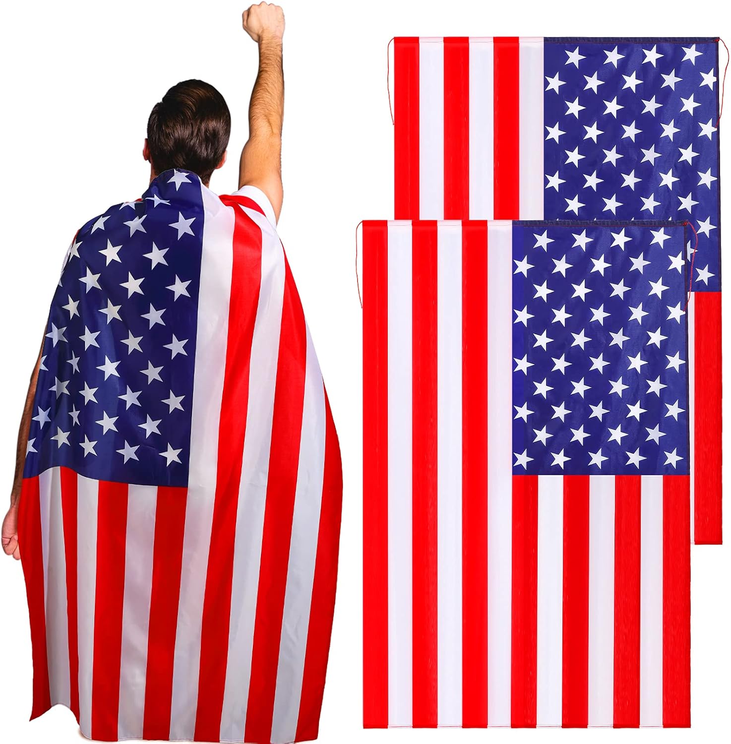 Amazon.com: Geyoga 2 Pcs American Flag Cape Cloak Costume Retro 80's ...