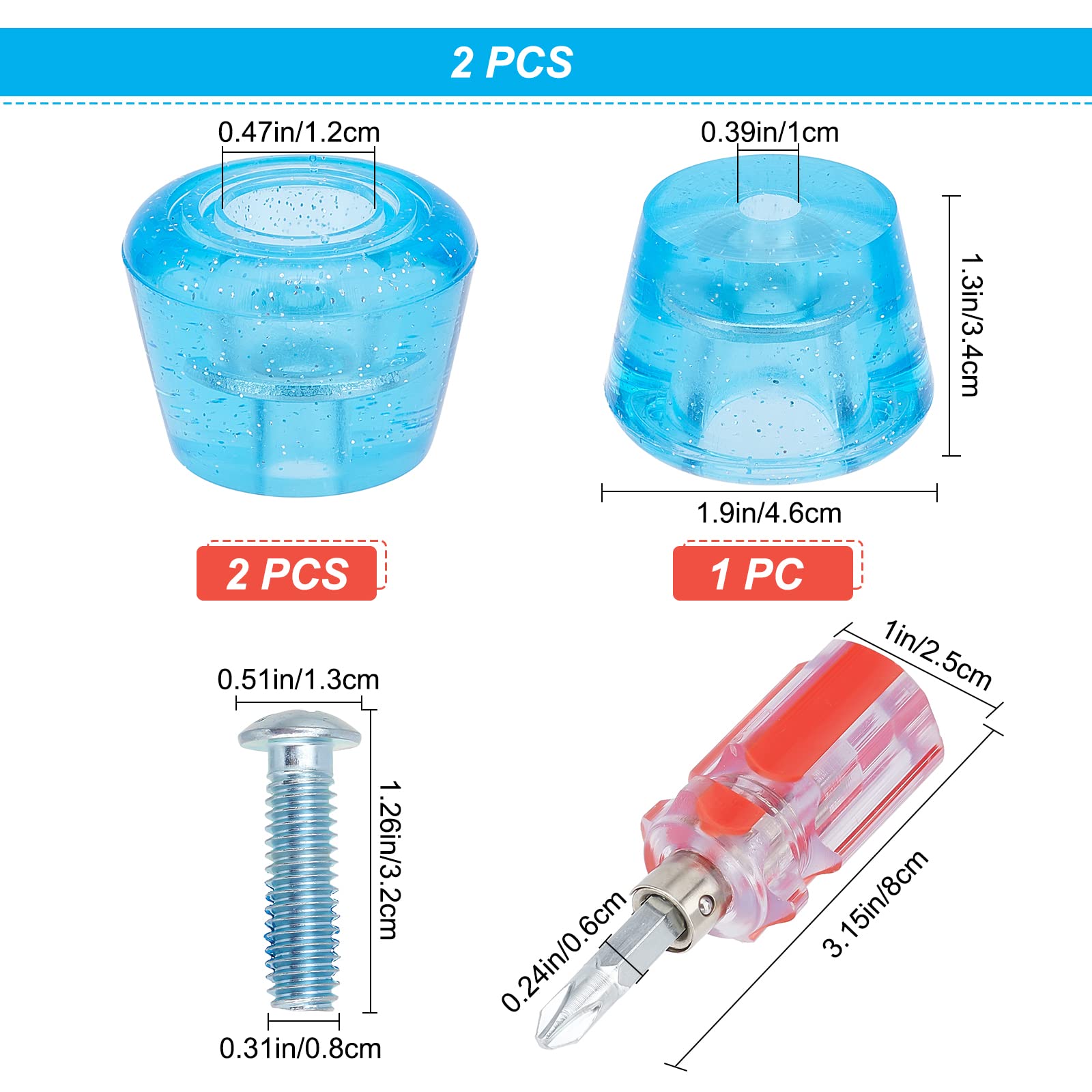 5/8 Bolt Toe Plugs 2-Pack Blue Roller Skate Toe Stops - 5/8 Bolt ...