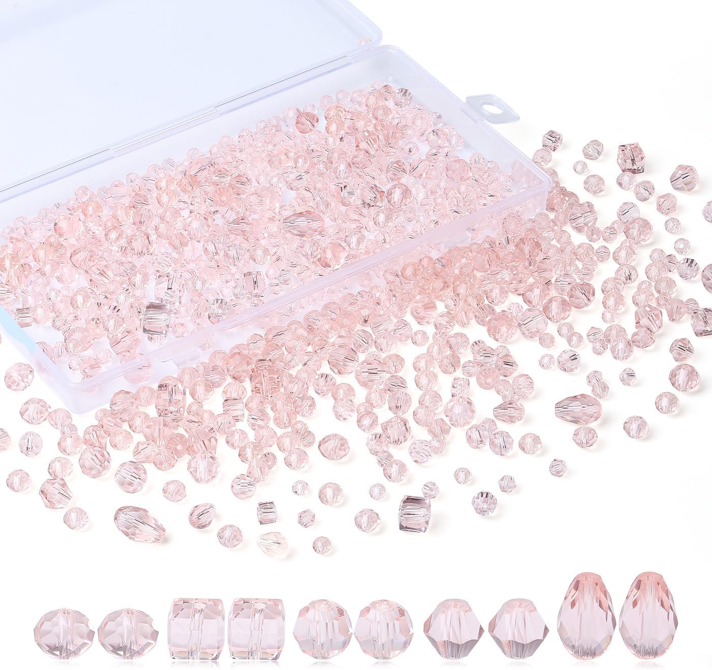 Grade A Czech Crystal Glass Beads - Pink, 4mm Faceted Bicones - Long ...