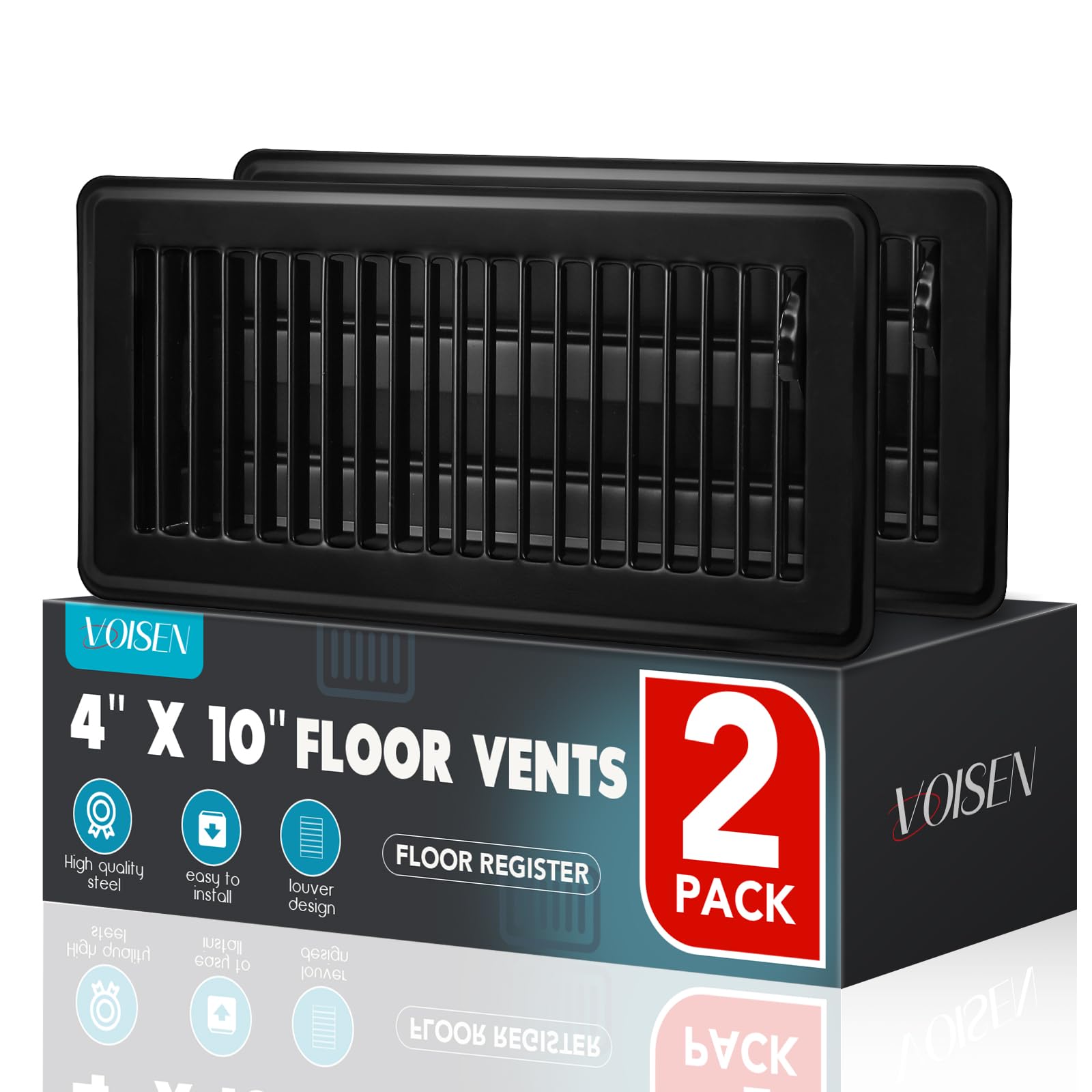 Snapklik.com : Floor Register 4x10, 2 Pack Black Floor Register Vents ...