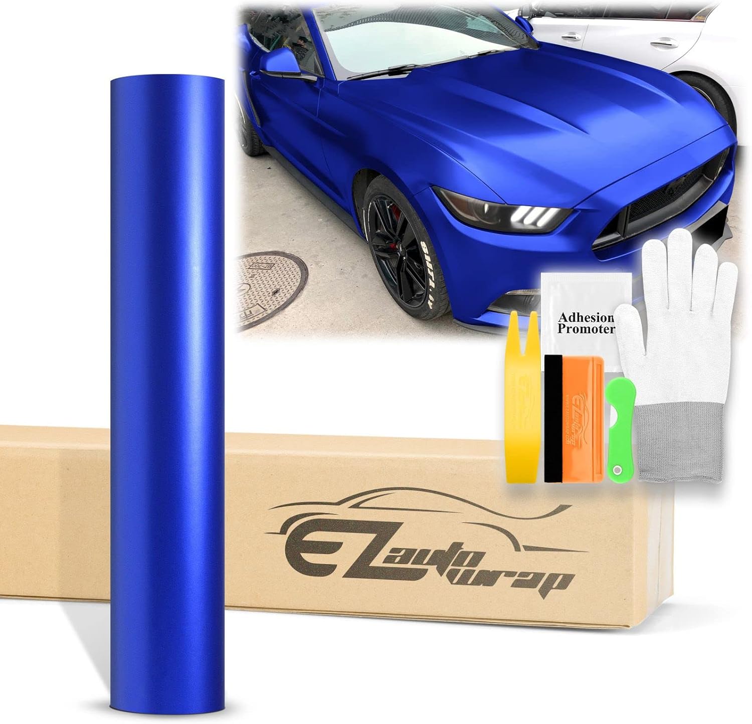 Amazon.com: 60"x600" (5FTx50FT) Satin Chrome Dark Blue Vinyl Wrap ...