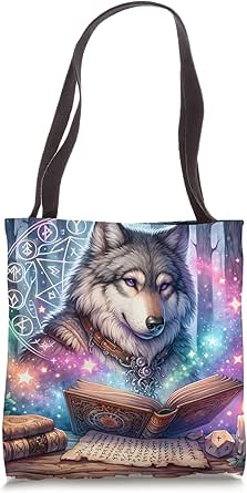 Amazon.com: Wolf Reading Spell Book In Enchanted Grove. Magical Runes ...