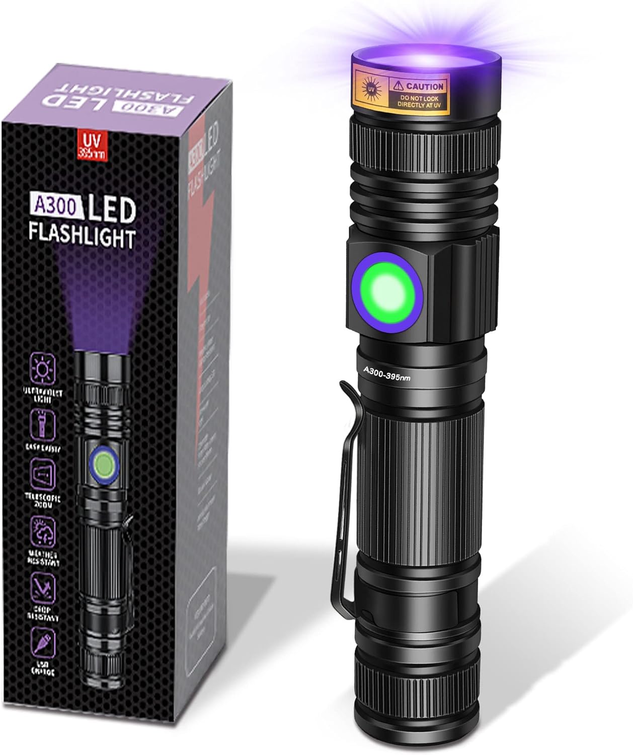 DARKBEAM UV 395nm Light Woods lamp USB Rechargeable Portable Blacklight ...