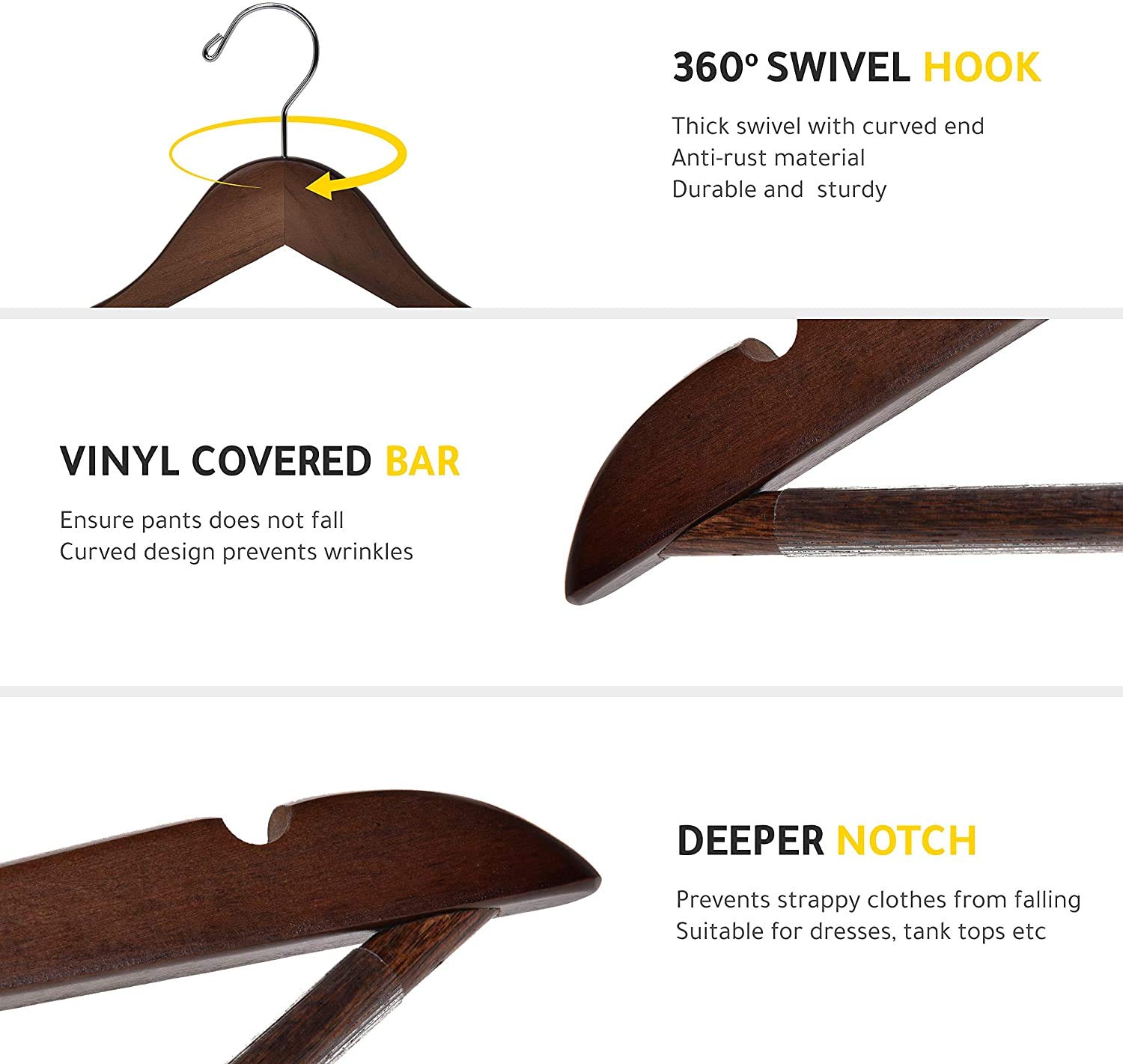 Snapklik.com : Quality Wooden Hangers - Slightly Curved Hanger 80 Pack ...