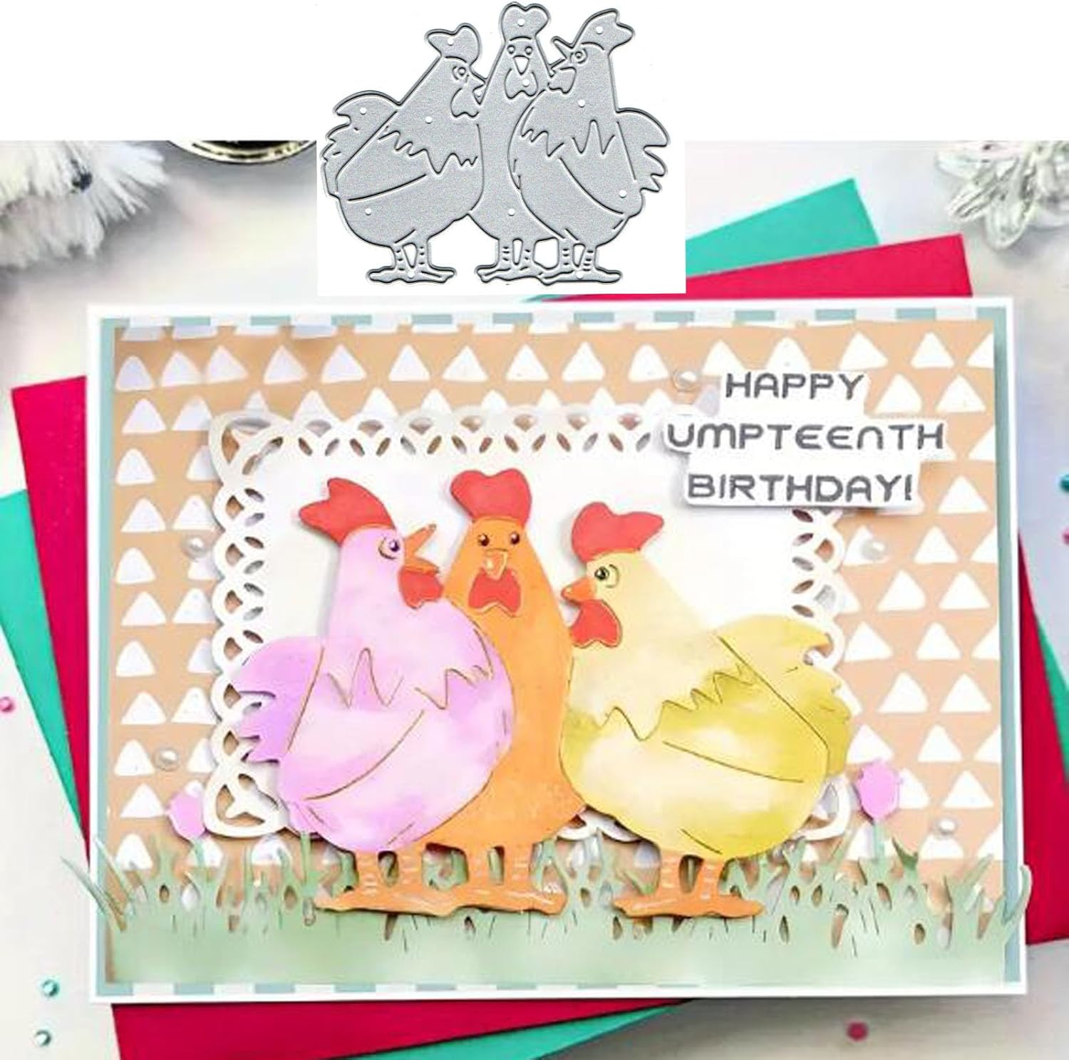 Amazon.com: 3pcs Chickens Animal Love Metal Die Cuts,Chickens Heart ...