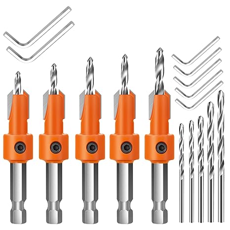 Lytool Countersink Drill Bit Set,5Pcs Counter Sink Drill Bit for Wood,1 ...