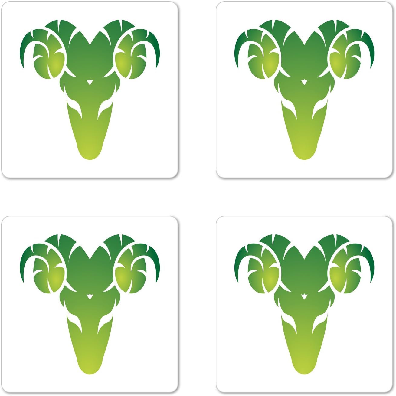 Amazon.com: Ambesonne Zodiac Aries Coaster Set of 4, Head of Aries in ...