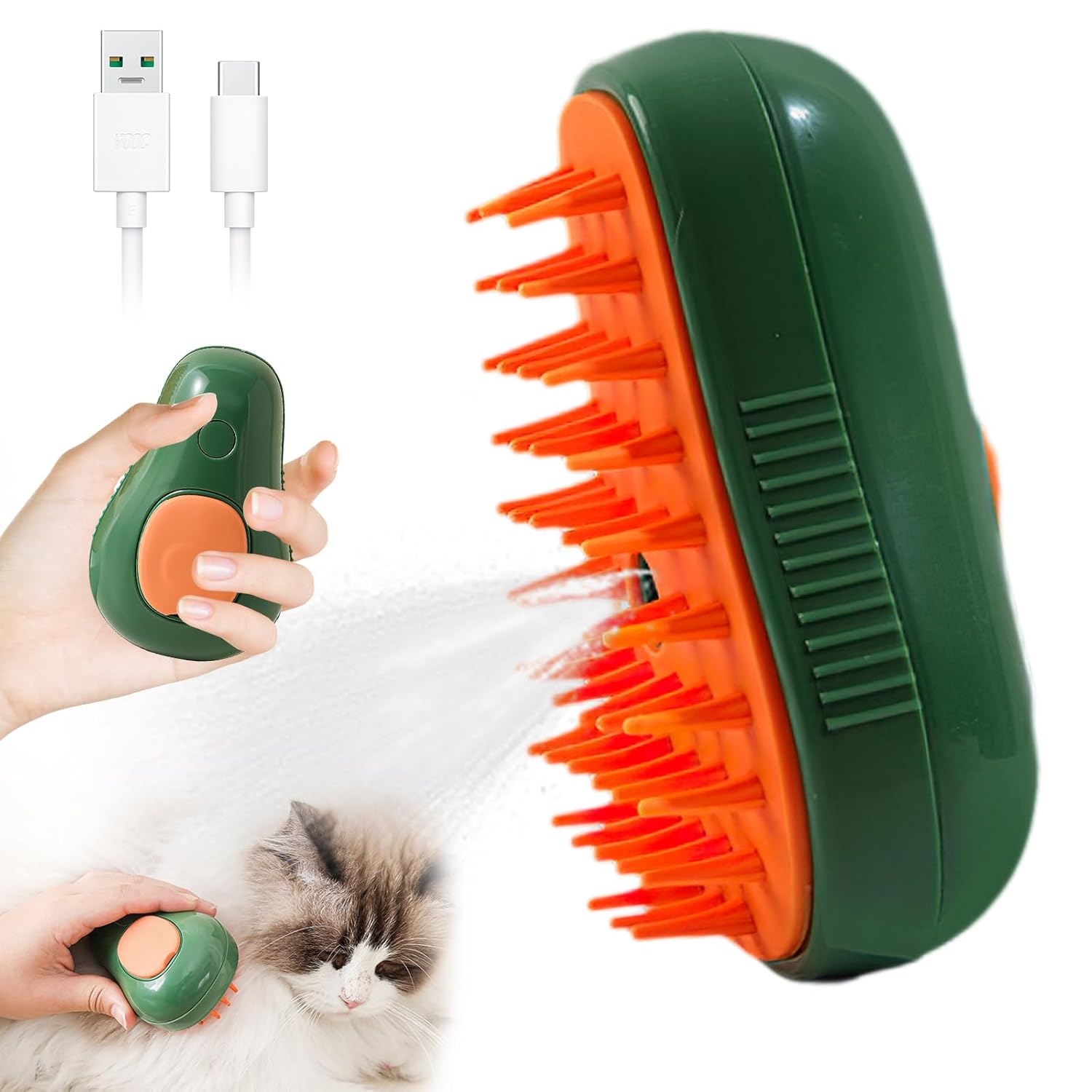 Amazon.com : LorSou Steamy Cat Brush, 3 in 1 Cat Steamy Brush, Electric ...