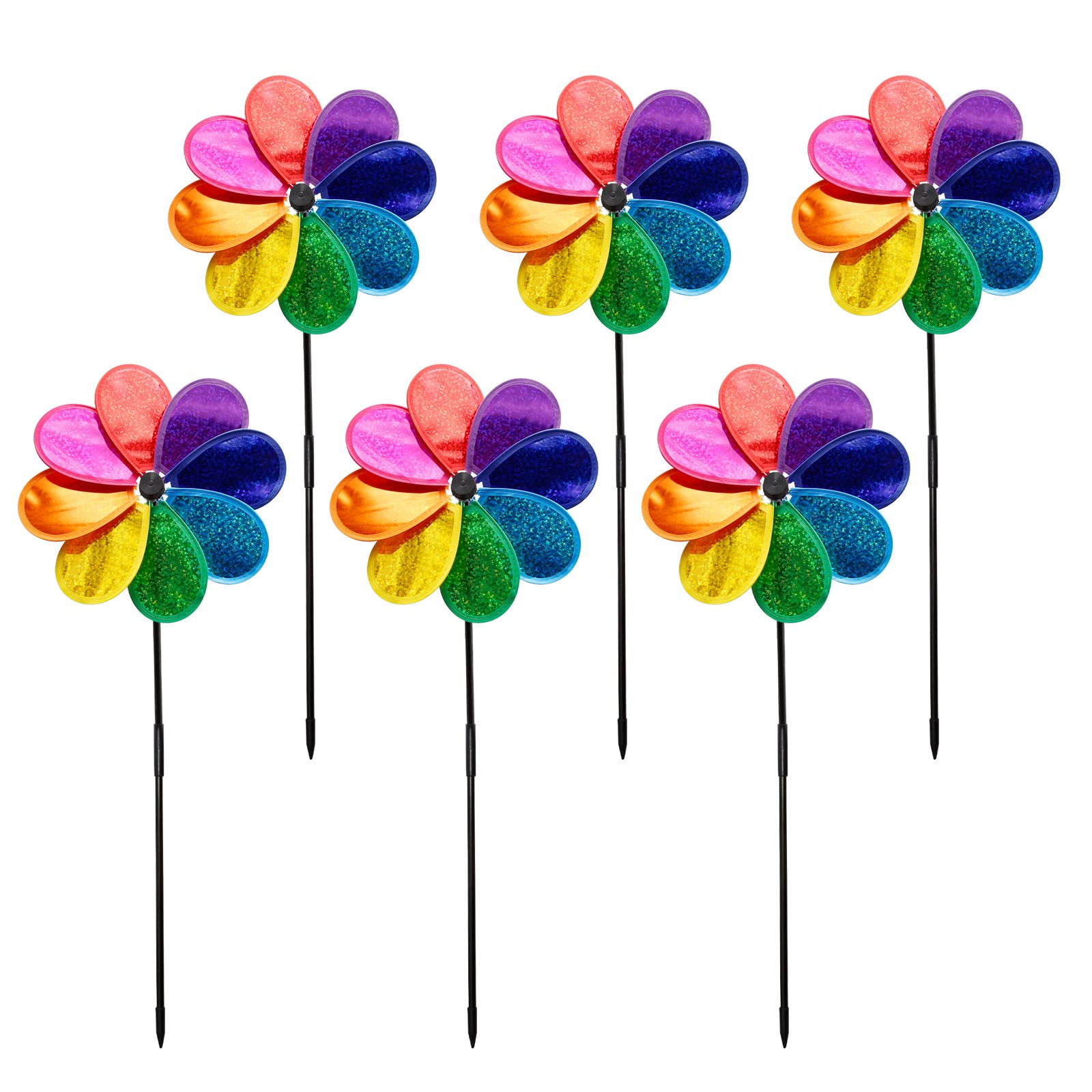Amazon.com: 6pcs Colorful Pinwheels Rainbow Flower Wind Spinner ...