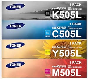 Amazon.com: CLT505L 505L Toner 4 Pack Black Cyan Magenta Yellow Replacement for Samsung CLT ...