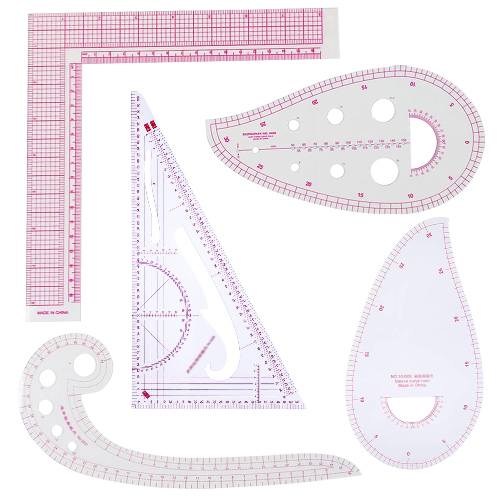 Amazon.com: 5PCS Sewing Ruler Set, French Curve Ruler Pattern Kit ...