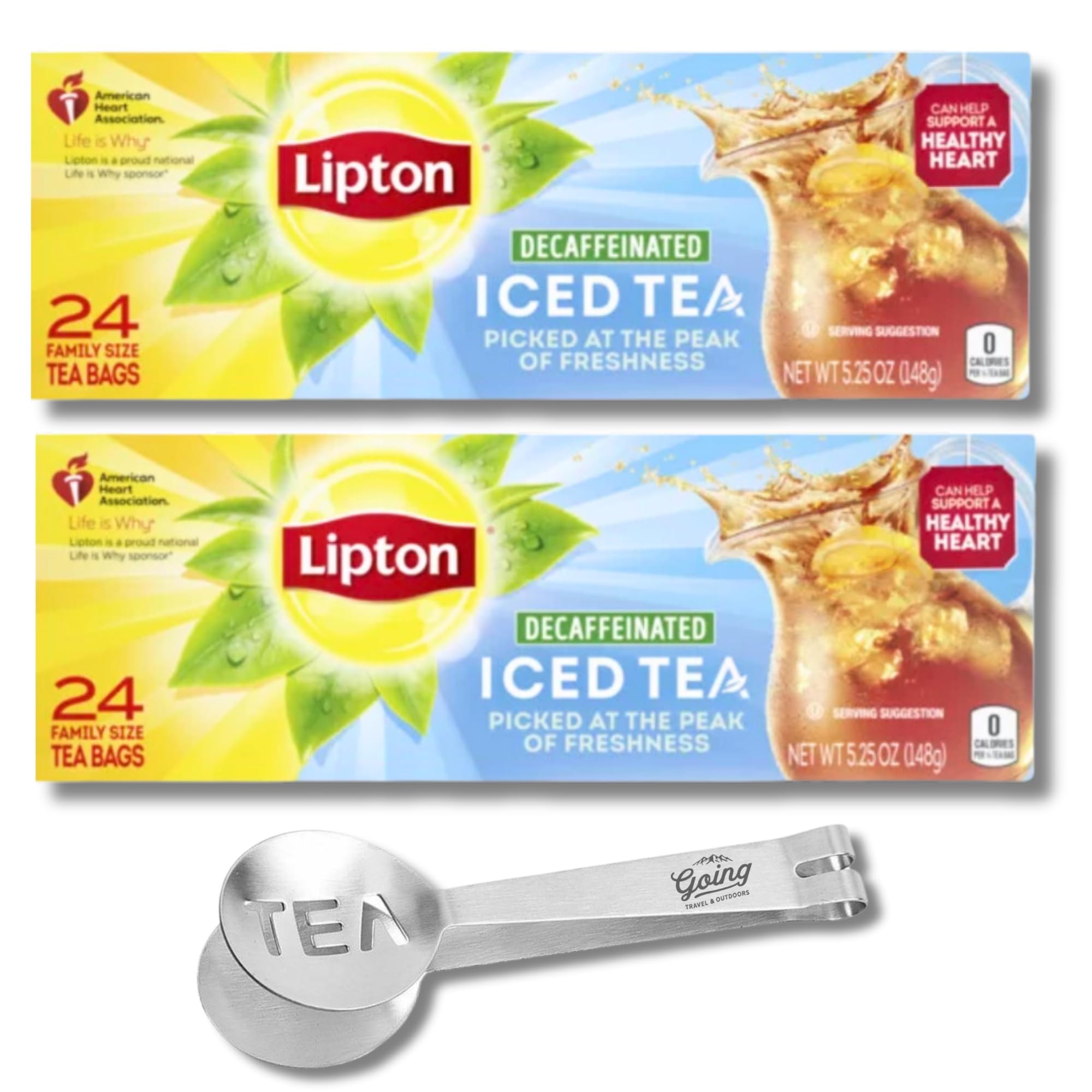 3 pack Decaf Tea Bundle with Lipton Decaffeinated Tea, Family Size Tea Bags, 24 count boxes (48 ...