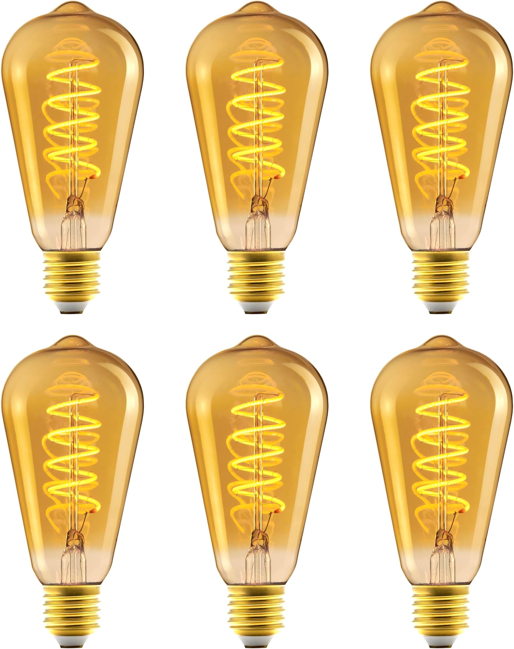 Amazon Basics E27 Vintage LED Bulb, Antique Style Retro Amber Glass ...