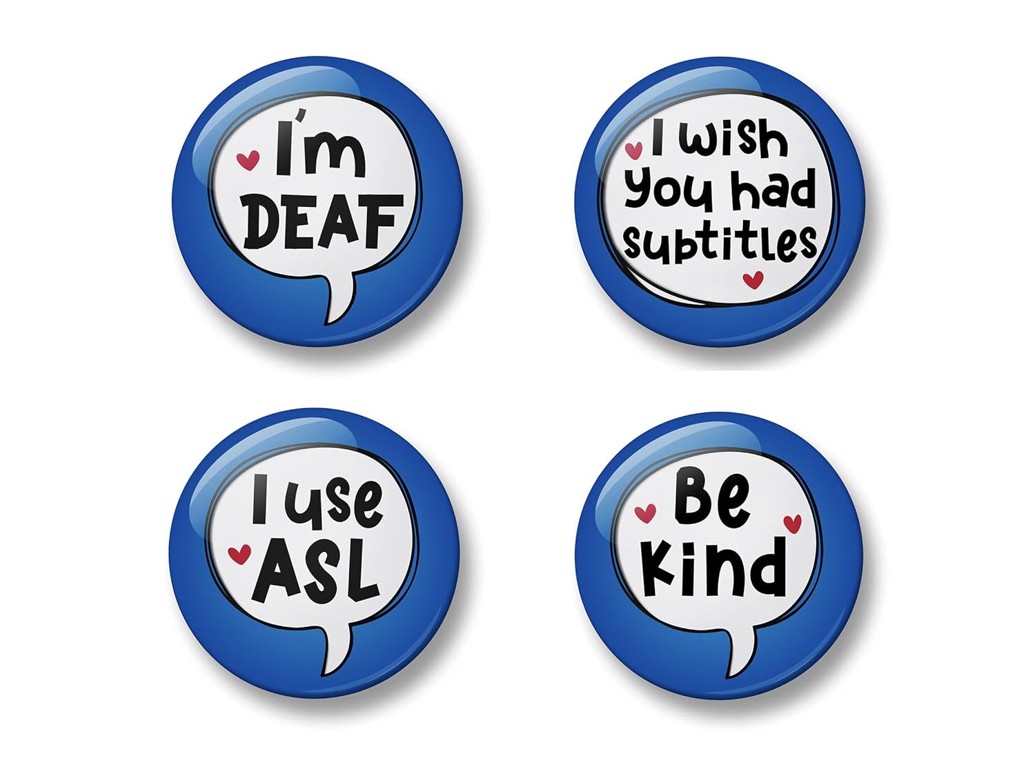 Amazon.com: Deaf Pin Button Badge, 4 Badges,32mm, I am Deaf, I wish you ...