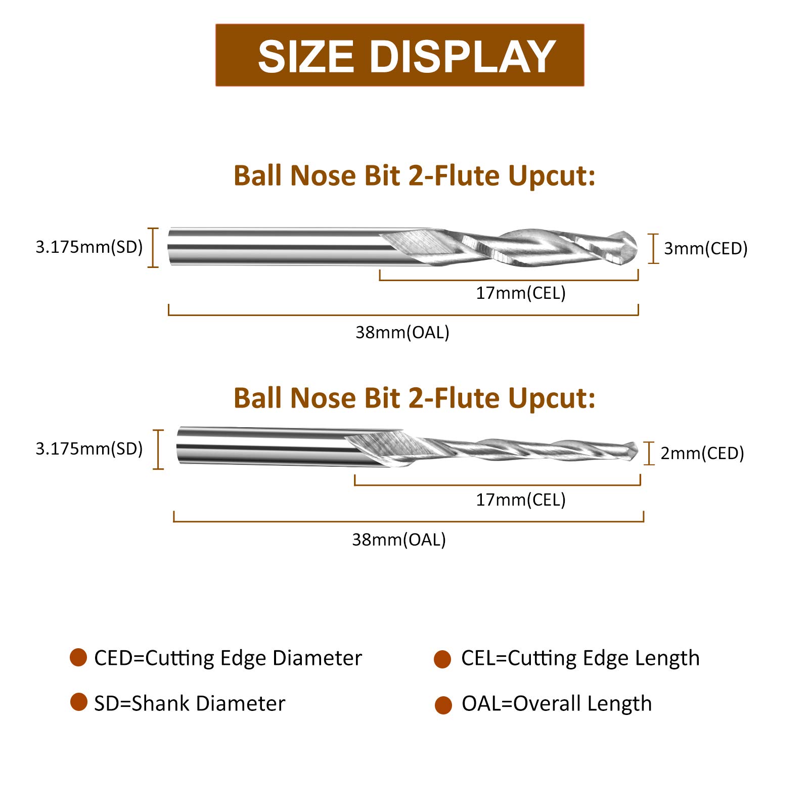 Snapklik.com : 40pcs End Mills CNC Router Bits, 1/8 Shank Cutting ...