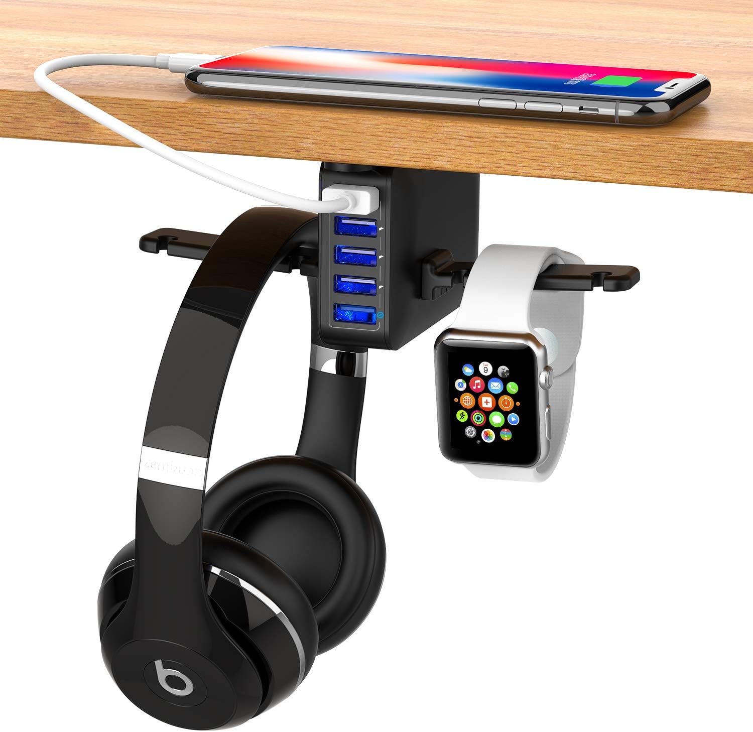 Amazon.com: ZONV Headphone Stand Under Desk 5 USB QC 3.0 Quick Charger ...