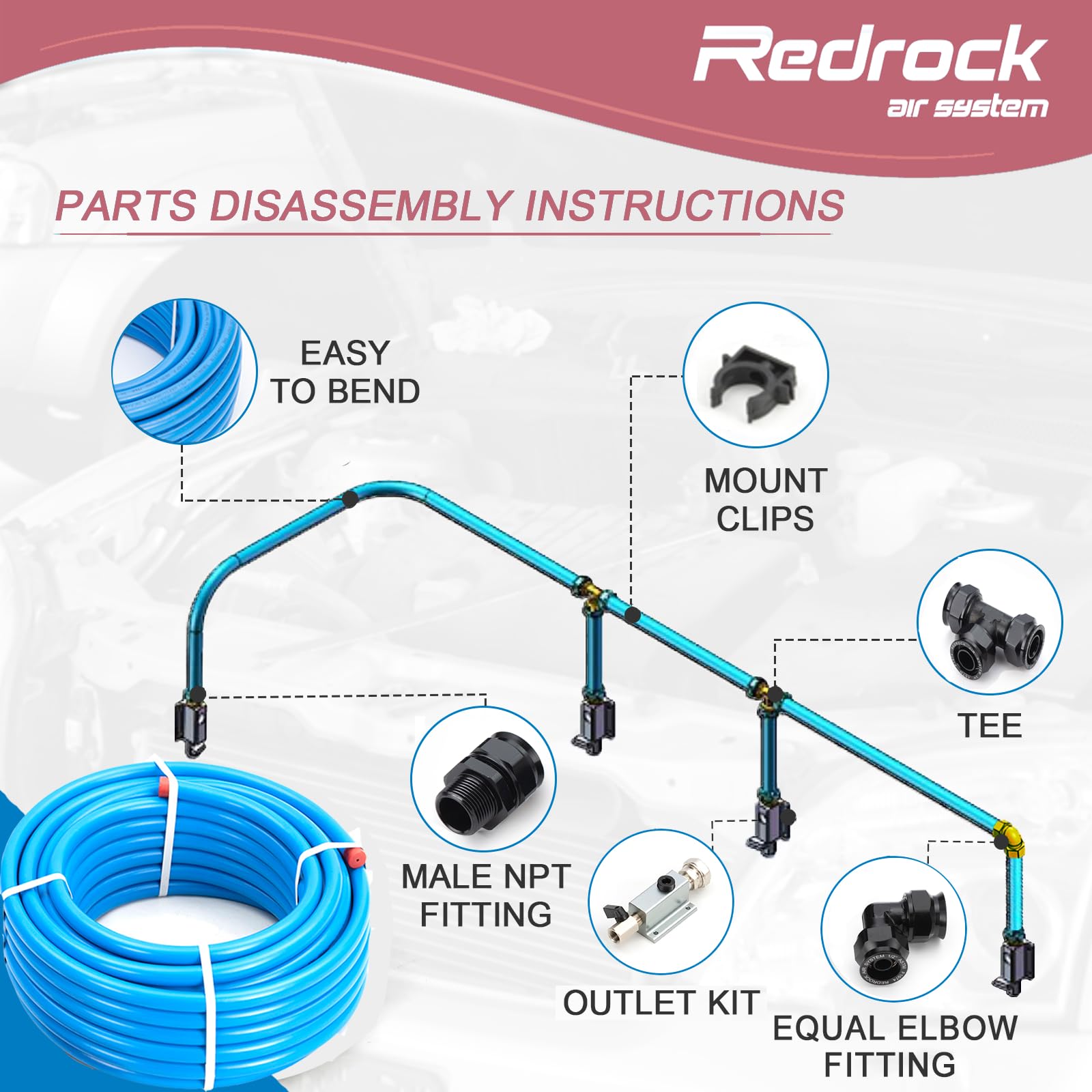 Snapklik.com : Redrock Performance Shop Air Line Kit 3/4" X 200ft For ...