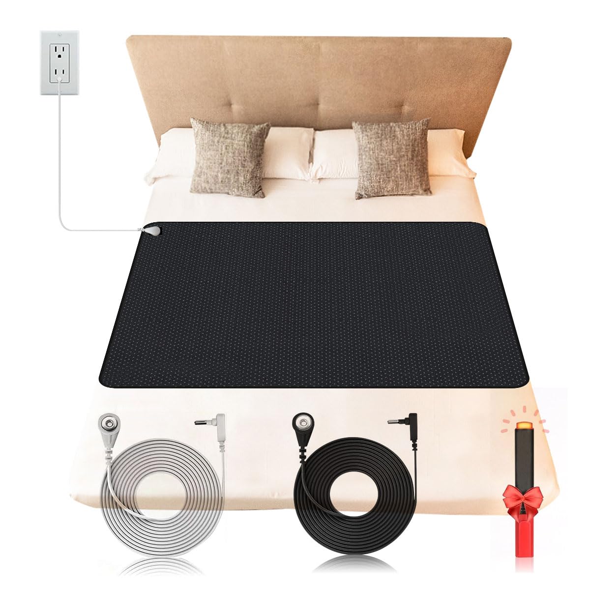 Grounding Mat with 2 Grounding Cords for Sleeping Better, Grounding ...