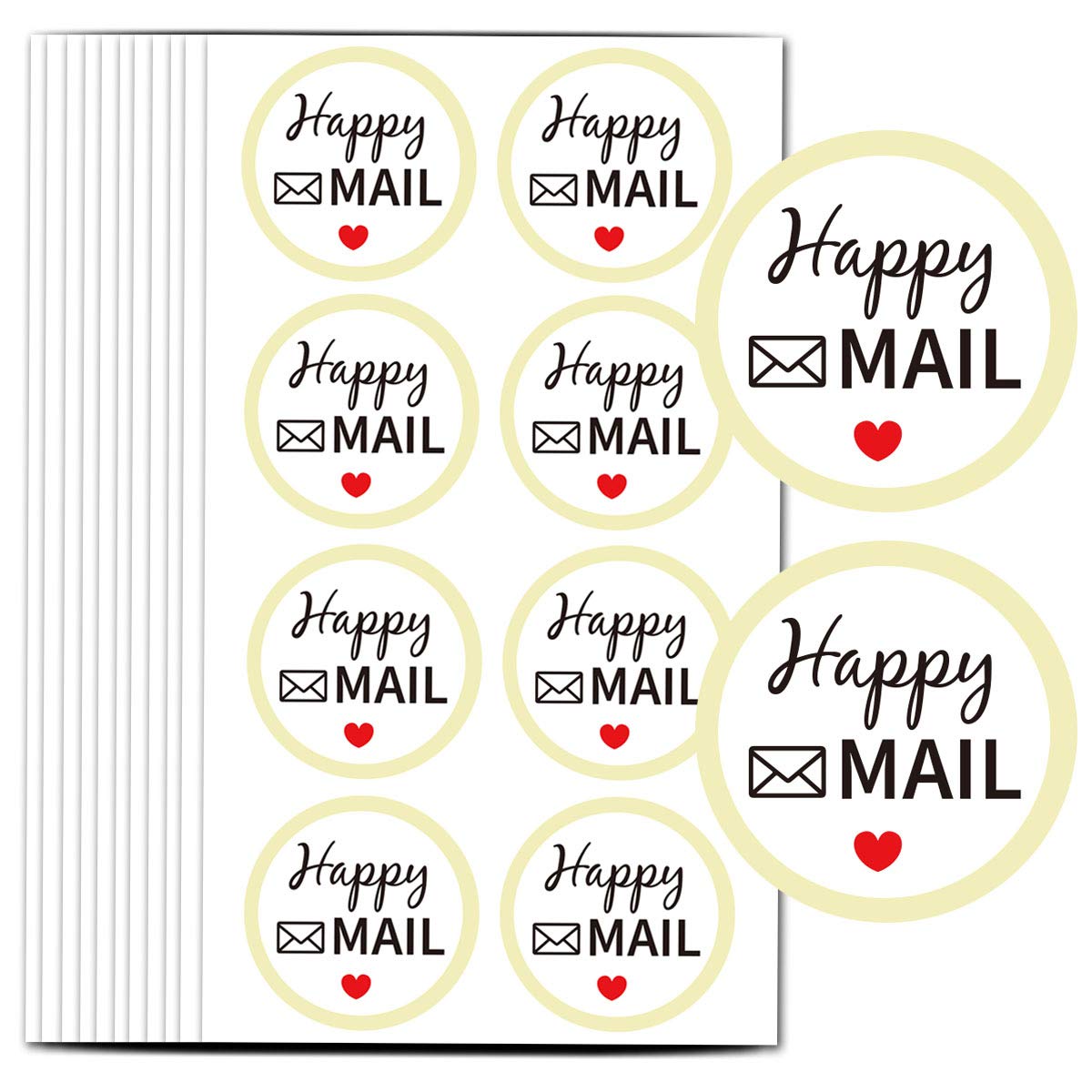 Amazon.com : Remarkable Round Happy Mail Stickers, 1.5 Inch Red Heart ...