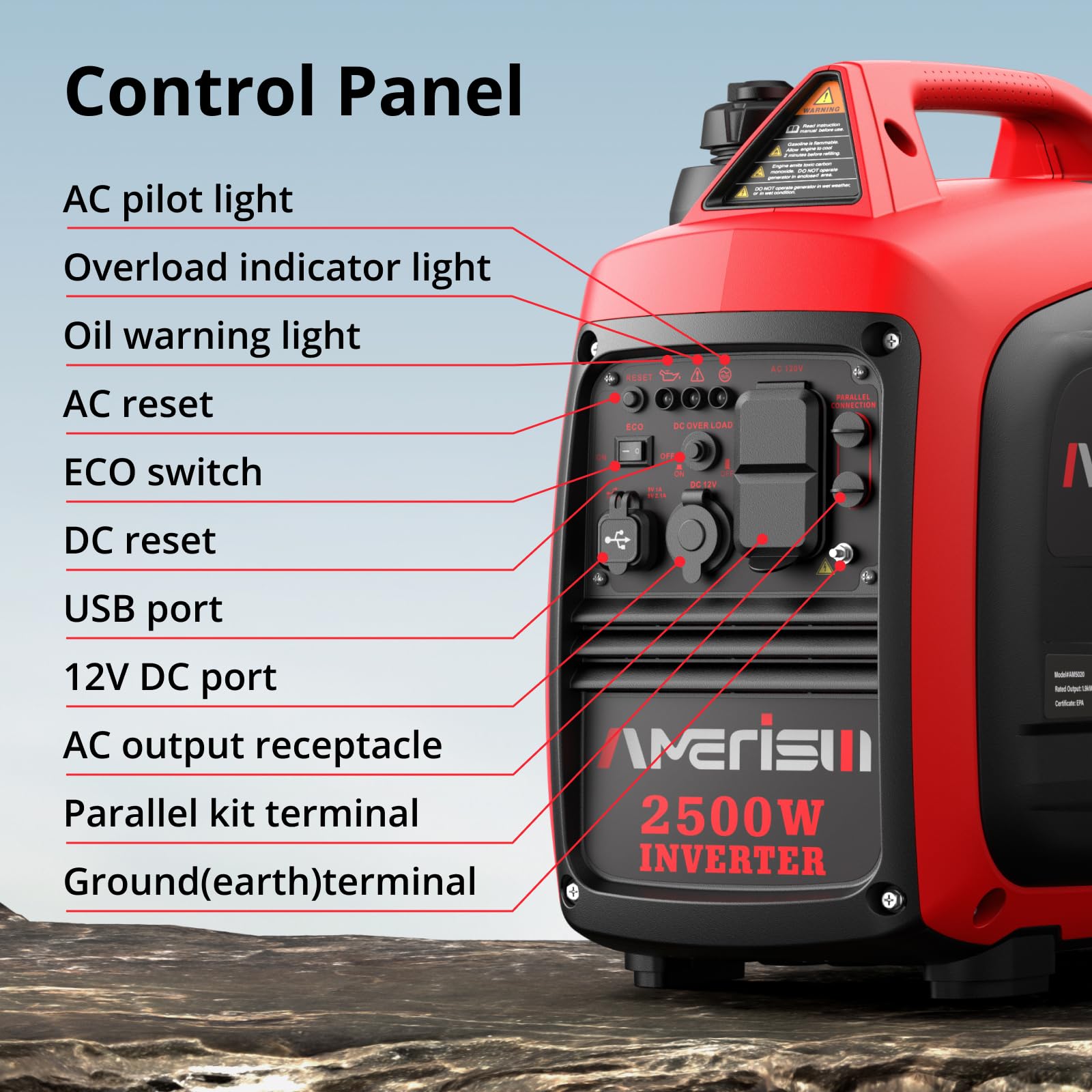 Snapklik.com : AMERISUN 2500W Inverter Generator - Long Runtime