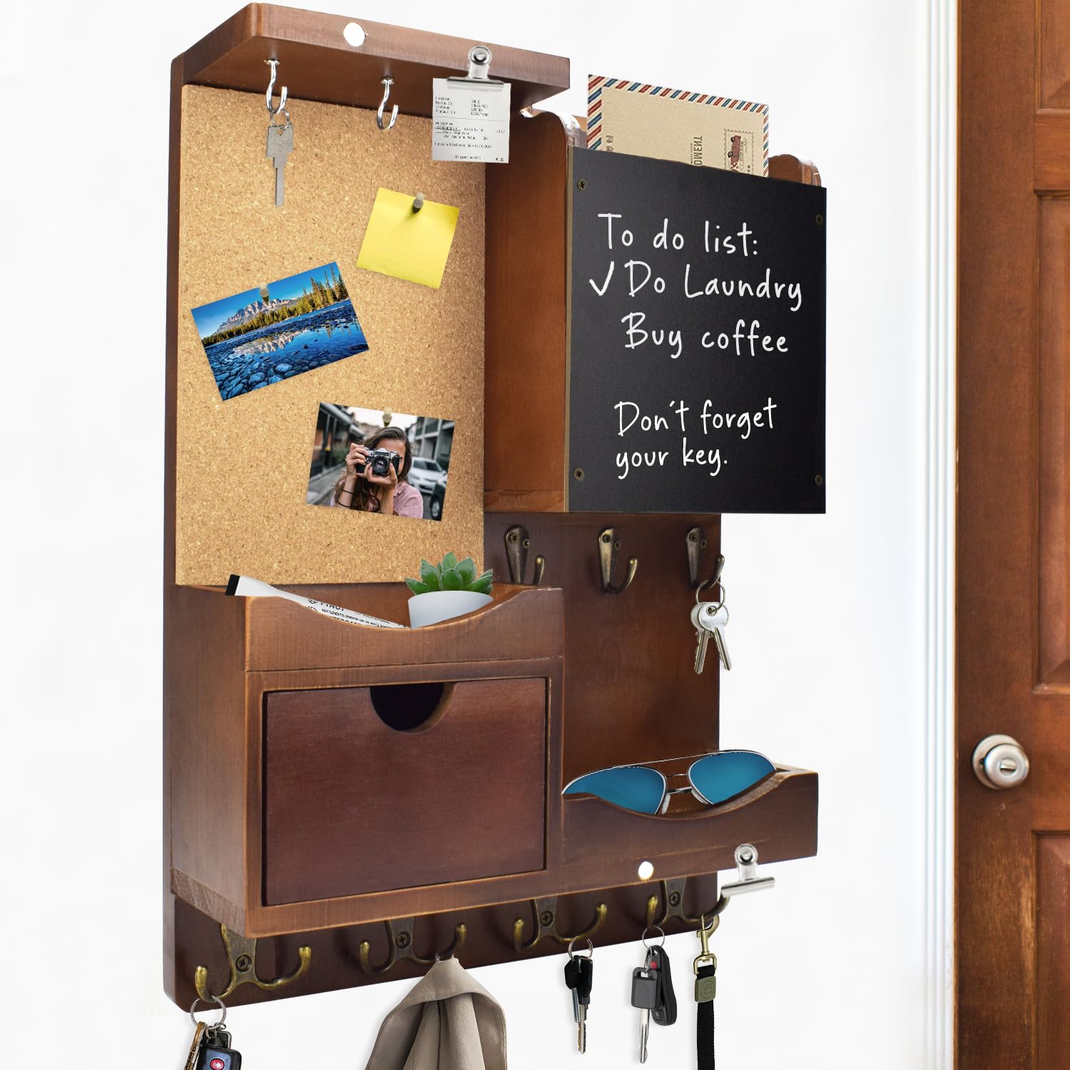 Amazon.com: HEKOOLA Key Holder Wall Mount Mail Organizer Key and Mail ...