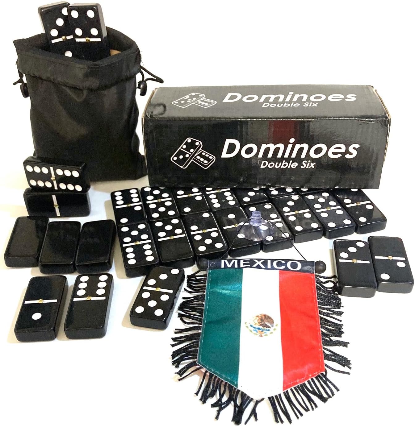 Amazon.com: PRK 14 Mexico Flag & Double Six Dominoes Set with Mexican ...