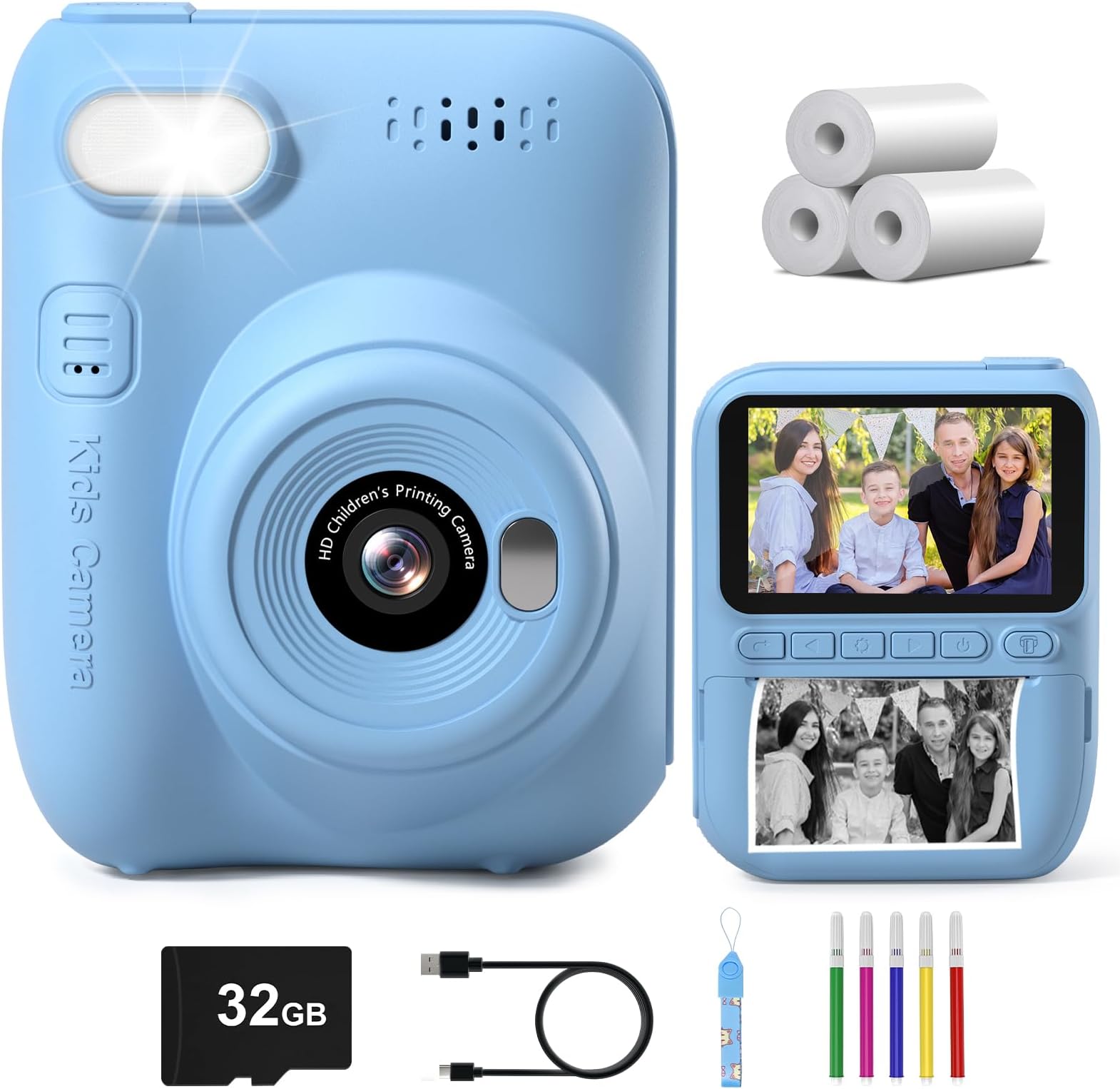 Gofunly Kids Camera Instant Print, 3.0'' Big Screen Digital Instant ...