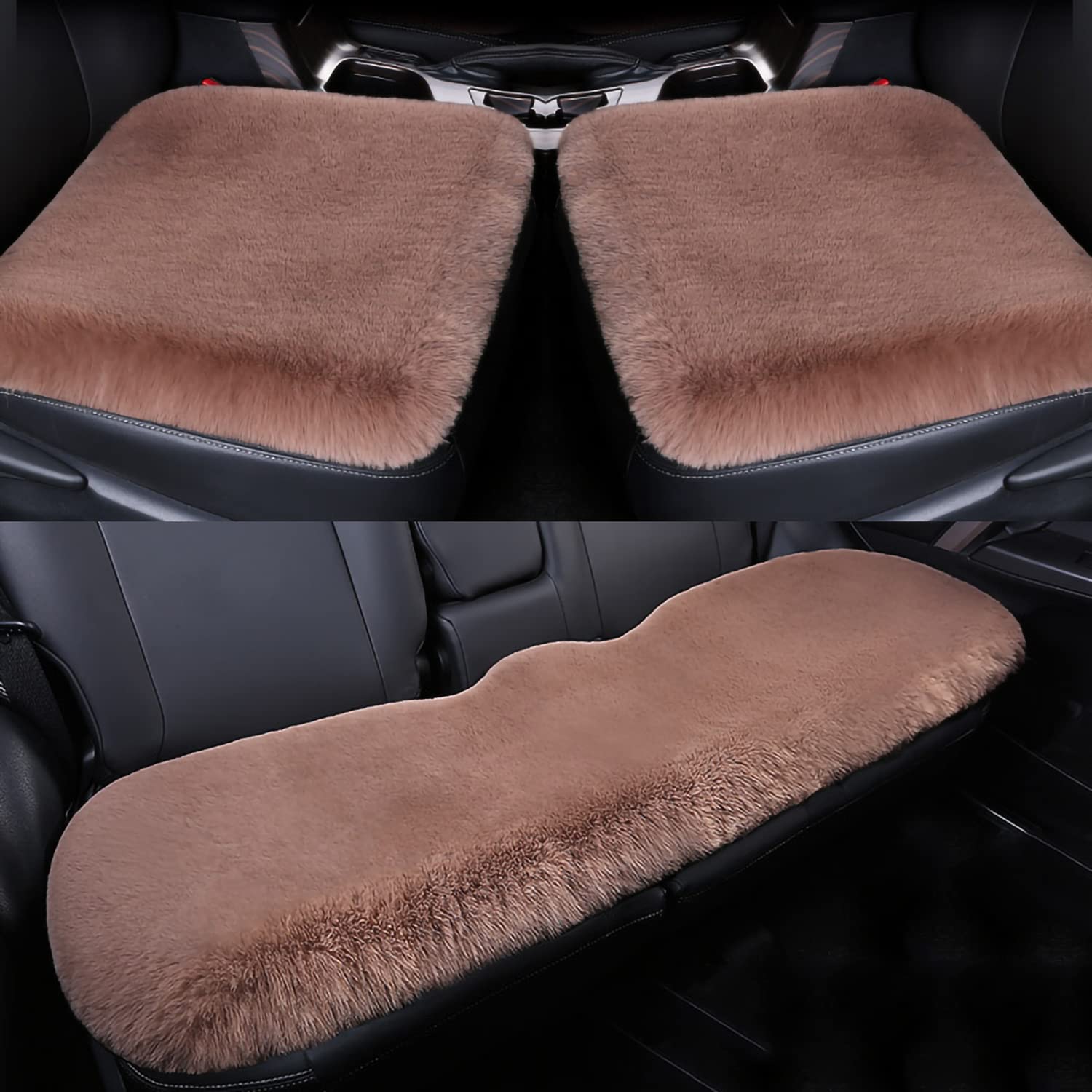 Amazon.com: SPANICE 3 pcs/Set Car Seat Covers Fluffy Wool Car Interior ...
