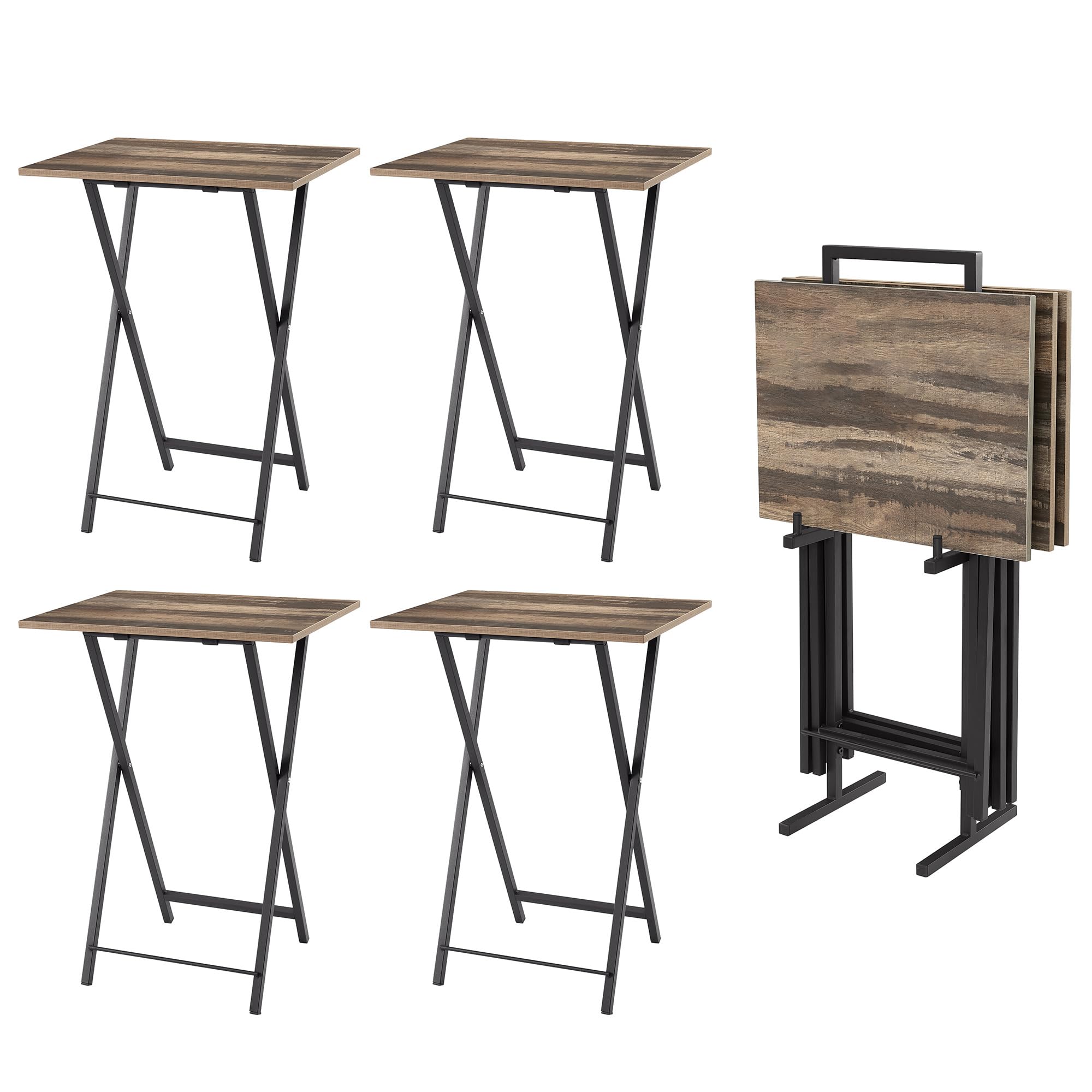 Amazon.com: KELERDUN TV Trays Set of 4 with Stand, Folding TV Dinner ...