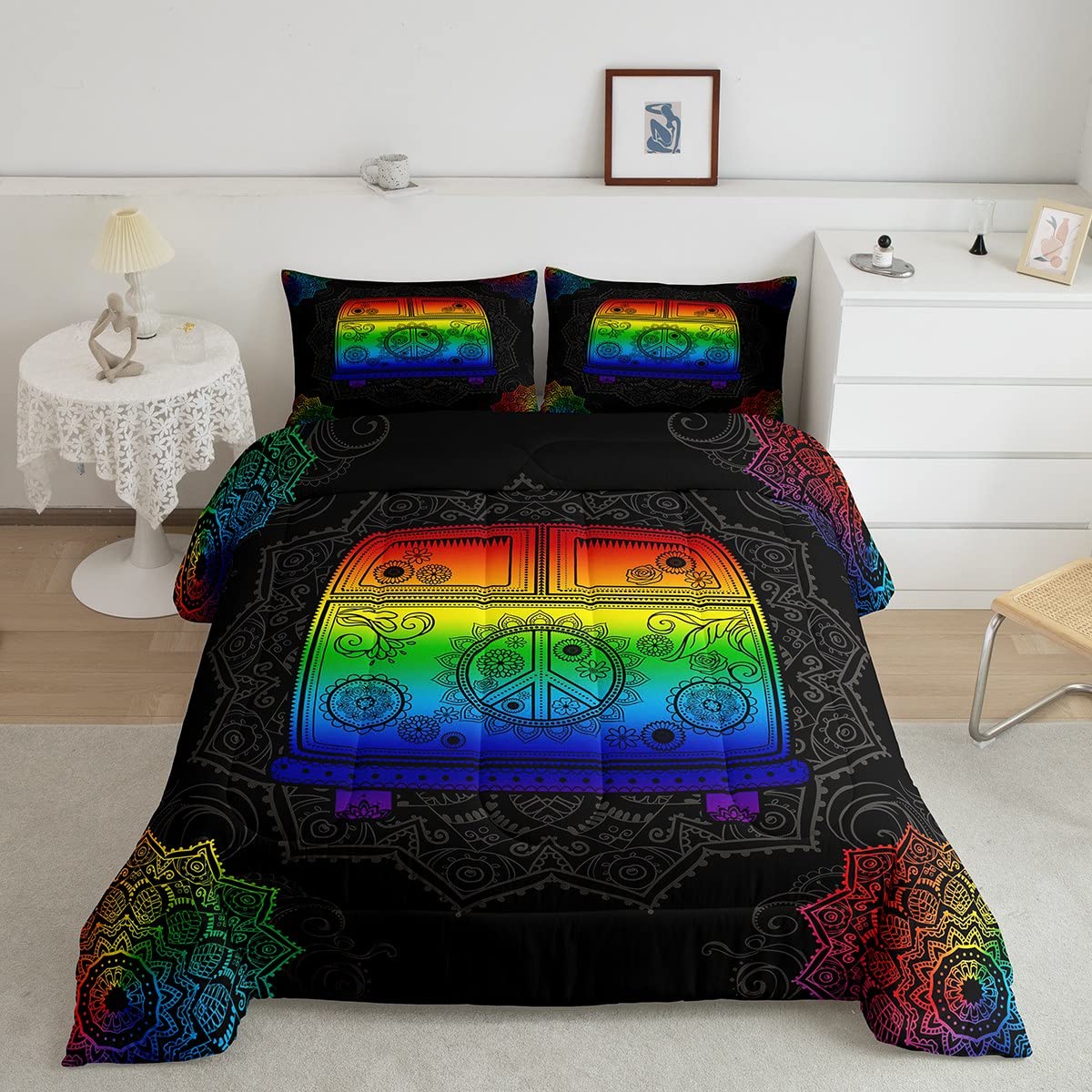 Black Peace Sign Bedding