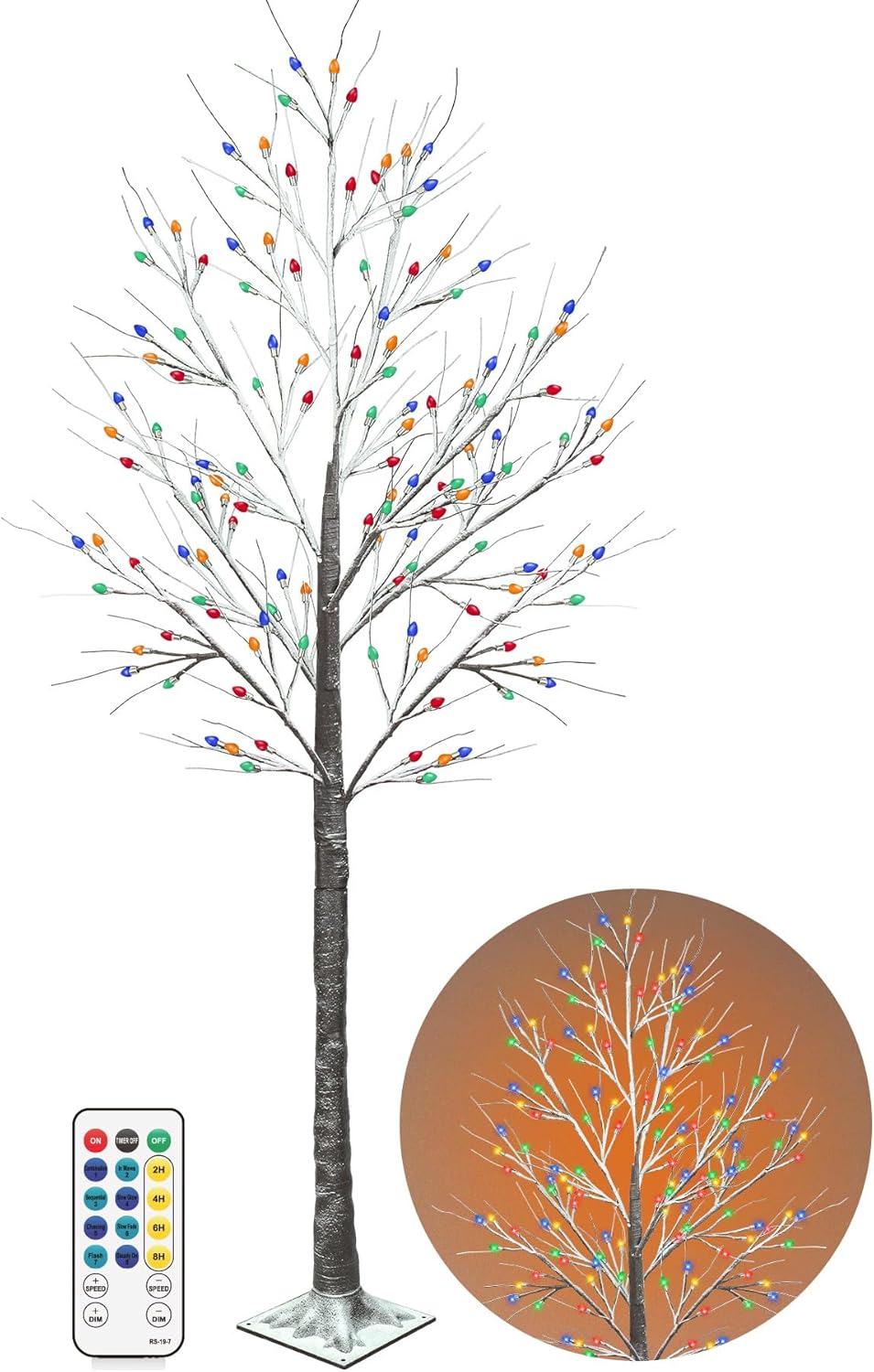 Amazon.com : 6FT Birch Tree with 128 LED Multicolor Lights, Lighted ...