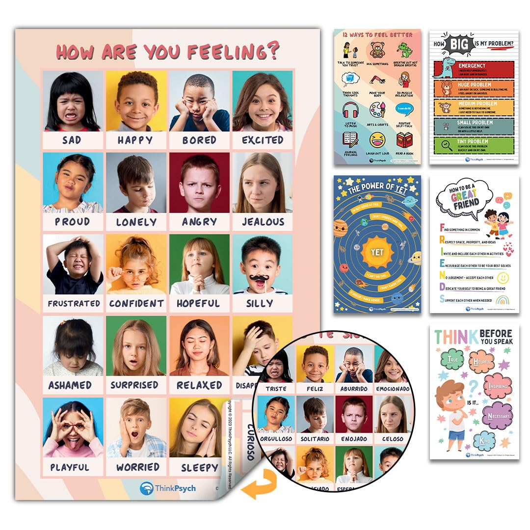 Snapklik.com : 6 Laminated Feelings Posters For Kids - English ...