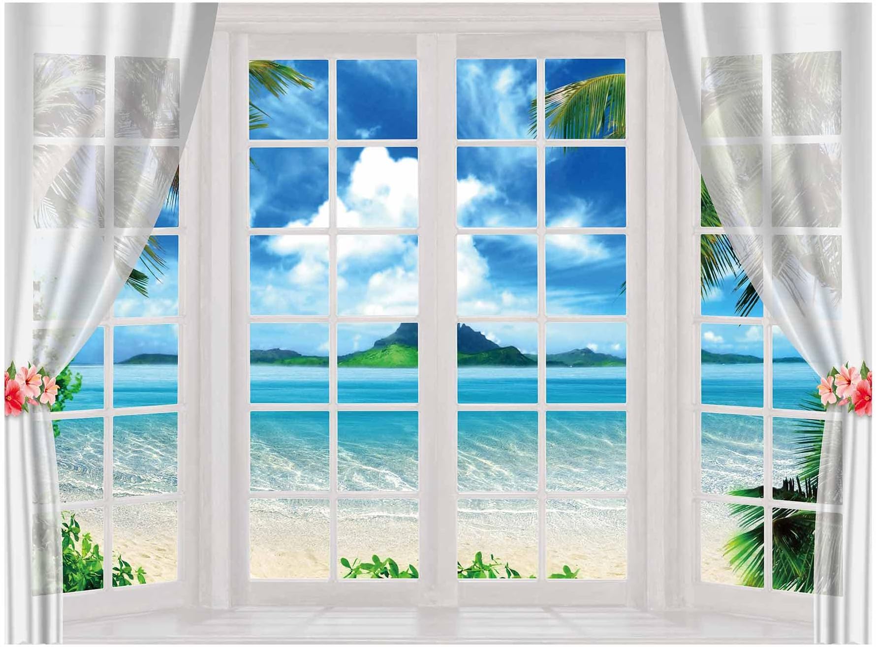 Amazon.com : Allenjoy 8x6ft Summer Beach Window Background Hawaiian ...