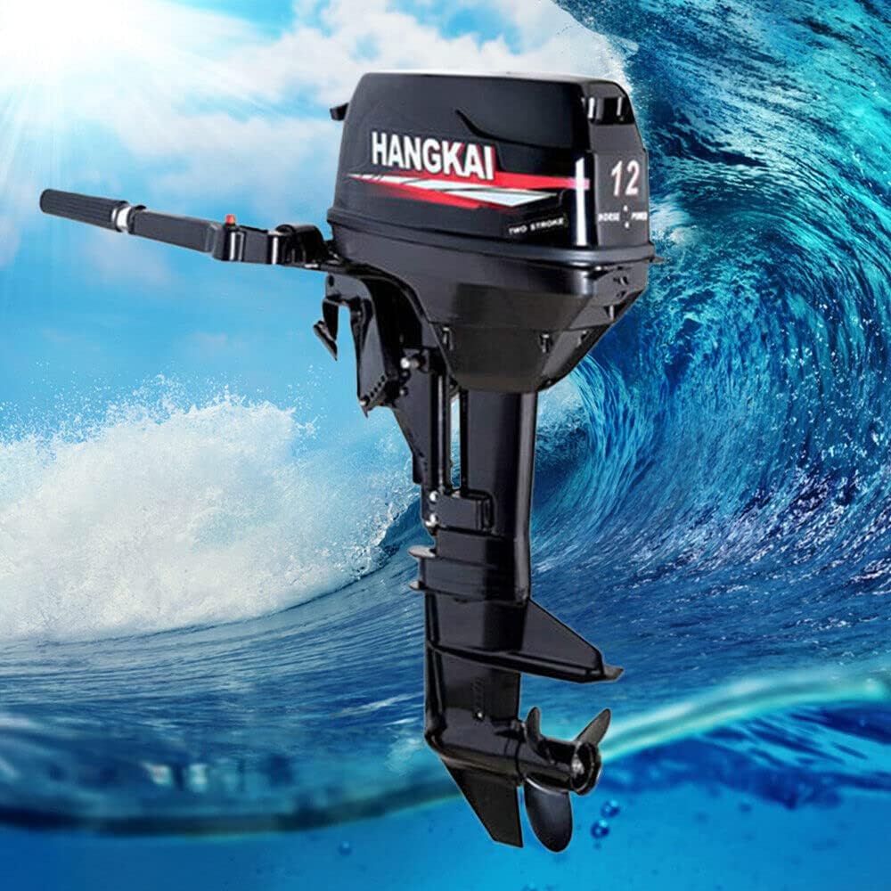 Amazon.com: HANGKAI 12HP 2-Stroke Outboard Motor, Fishing Boat Engine, 169CC Heavy Duty Boat ...