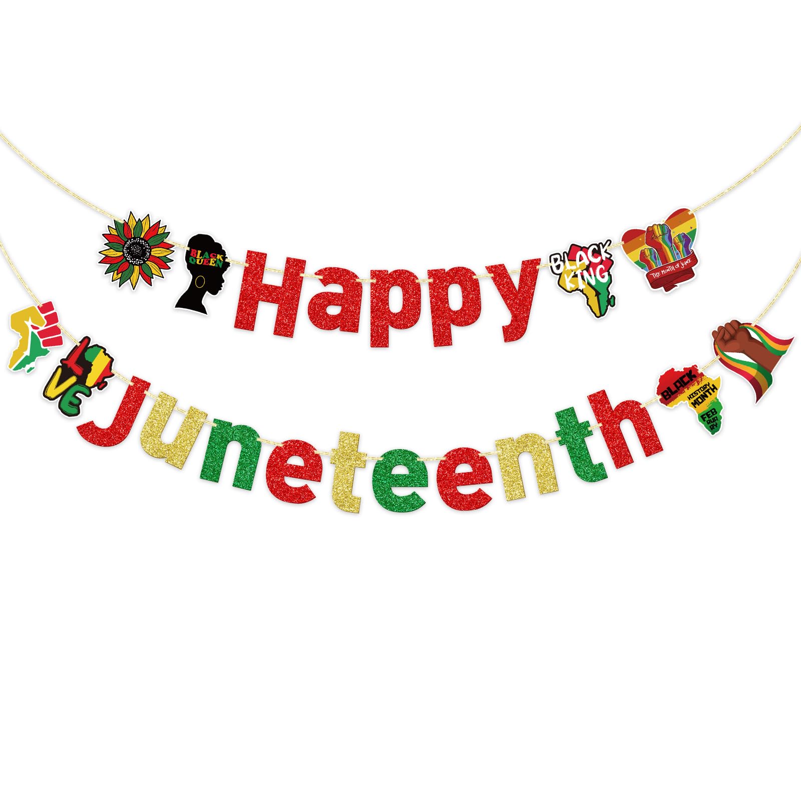 Amazon.com: FOZEE Happy Juneteenth Banner, Pre-strung Juneteenth ...