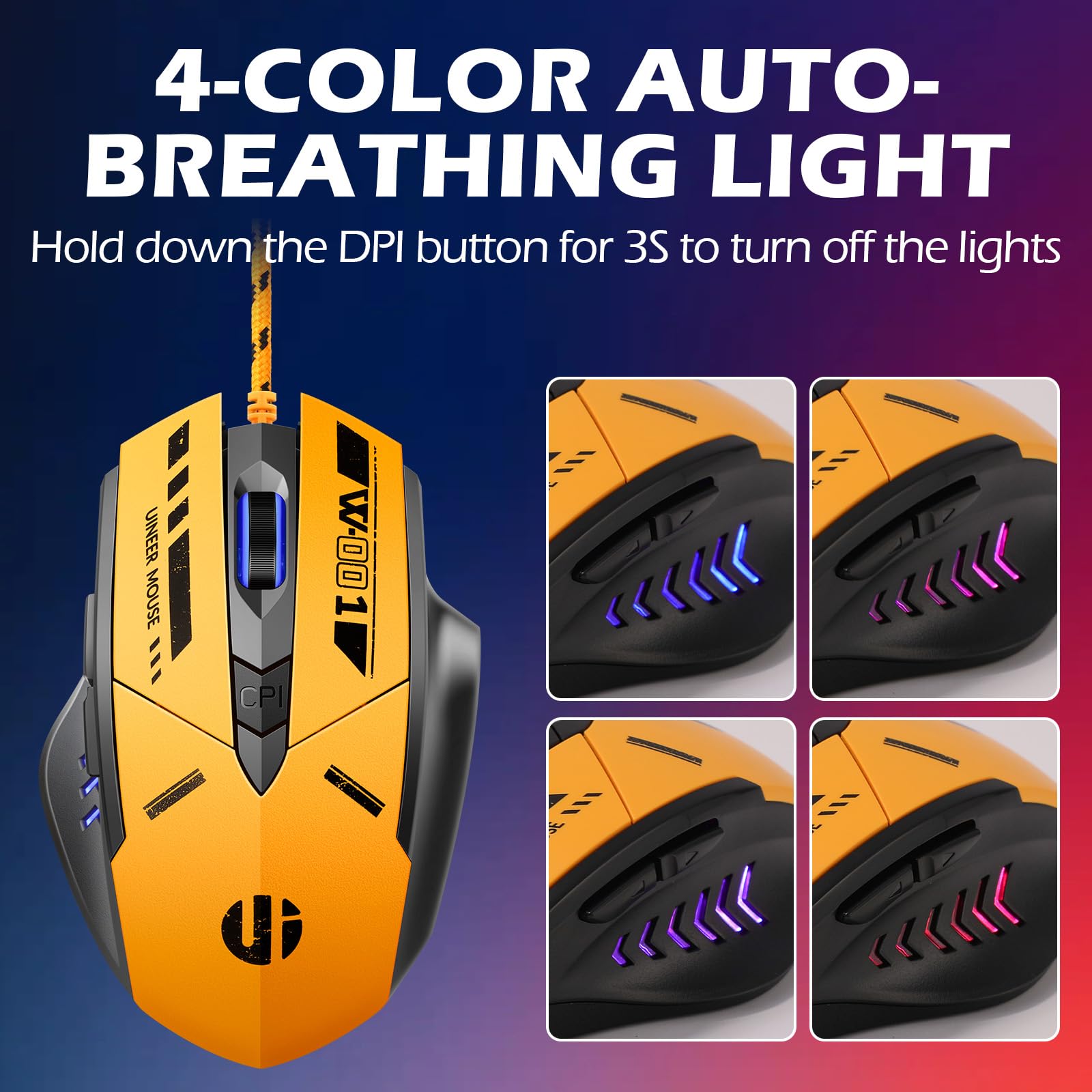 Snapklik.com : Uineer Wired Mouse Gaming, 4 Adjustable DPI Levels, 6 ...
