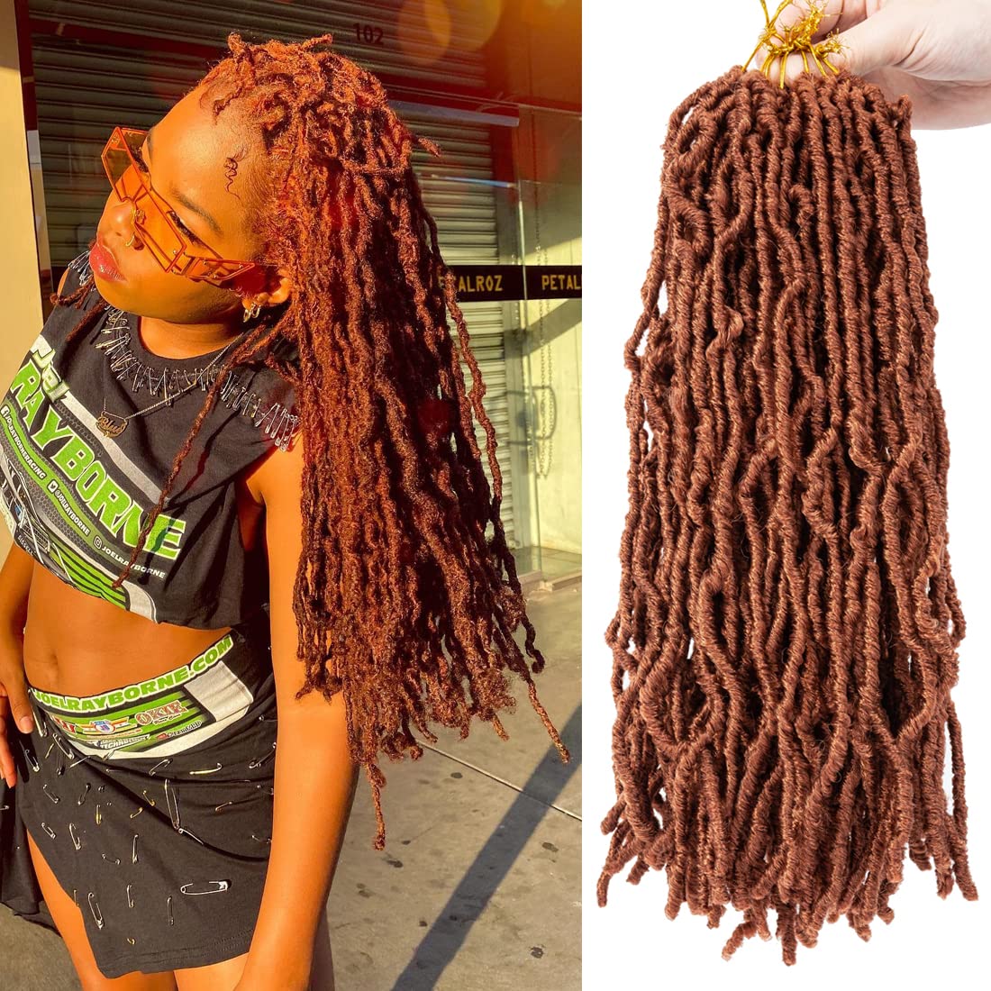 Buy 14 Inch Soft Locs Nu Locs Ginger Faux Locs Crochet Hair 7 Packs 350 ...
