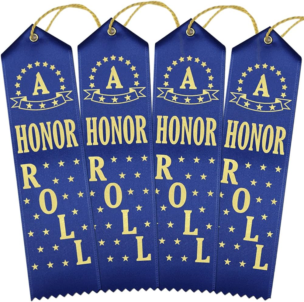 Amazon.com : RibbonsNow "A" Honor Roll Award Ribbons - 100 Blue Ribbons ...
