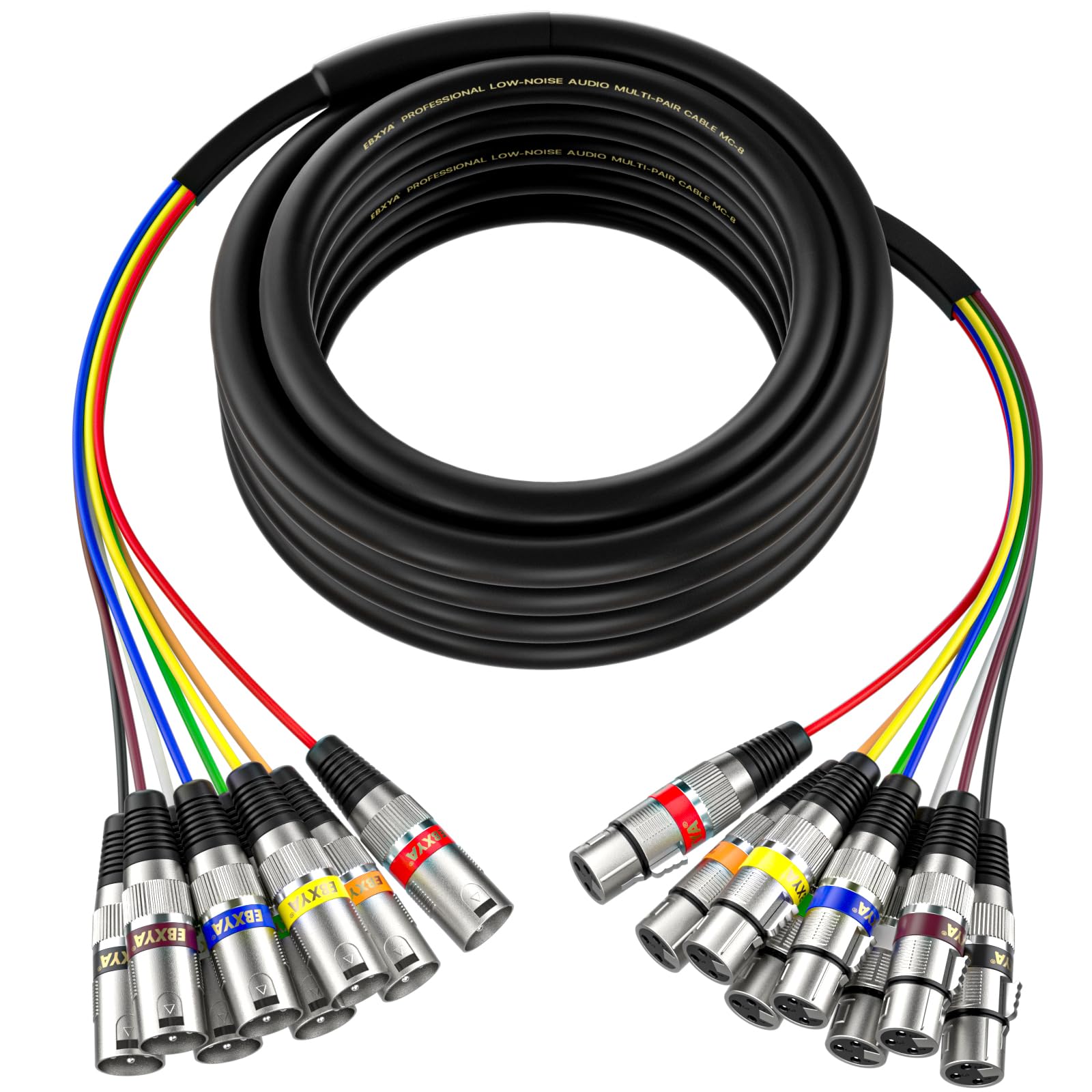 Snapklik.com : EBXYA 20 Feet XLR Snake 8 Channel - 8 Colored XLR Male ...