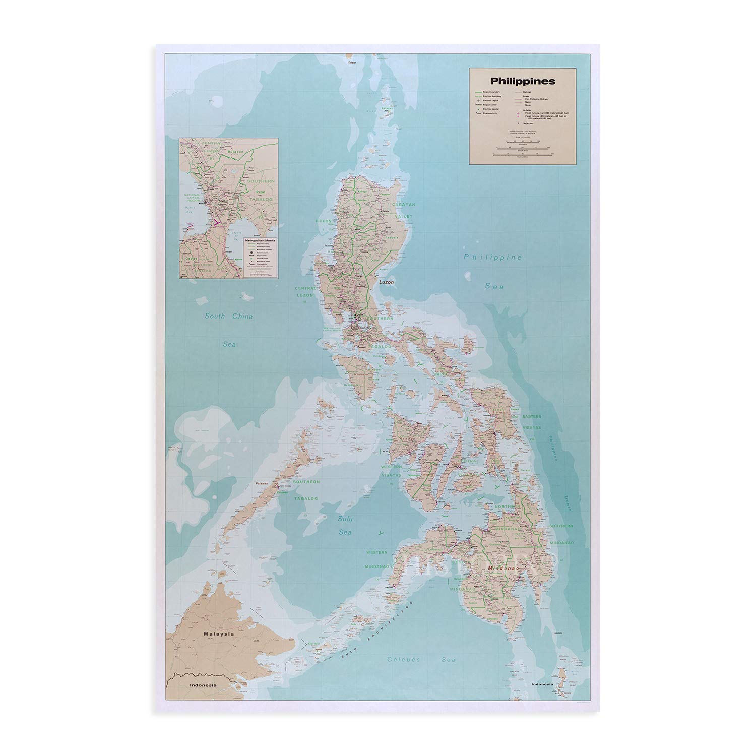 Buy HISTORIX 1990 Map of the Philippines - 24x36 Inch - Philippine ...